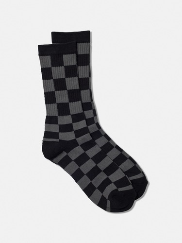 Ribbed Crew Print Sock
