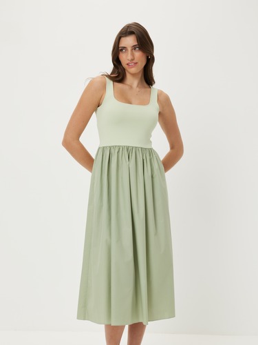 Harper Knit Woven Midi Dress