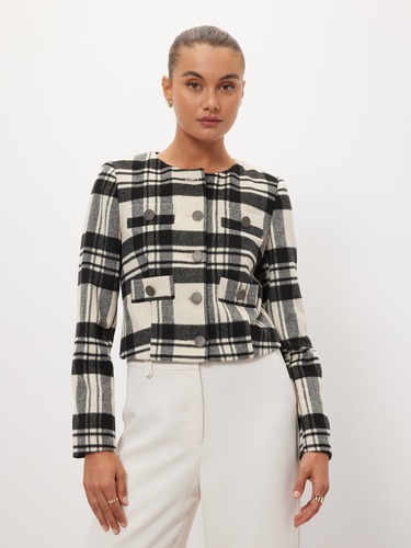 Close Up Check Crop Jacket