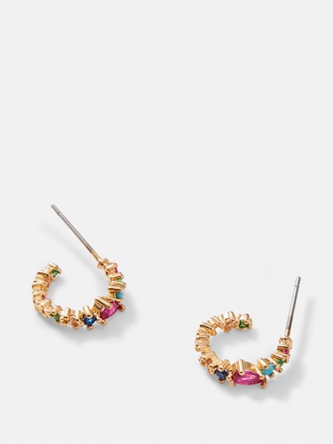 Harper Multi Jewel Huggie Earrings