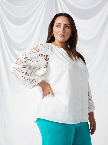 Curve Amelia Broderie Sleeve Top