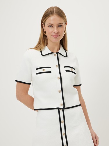 Kelsey Boucle Button Up Top