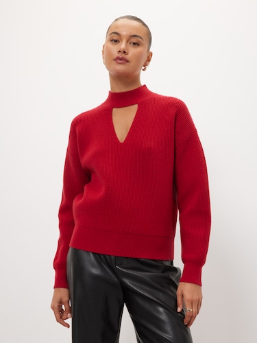 Liz Cutout Funnel Neck Knit