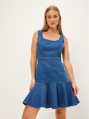 Liz Denim Sleeveless Short Dress