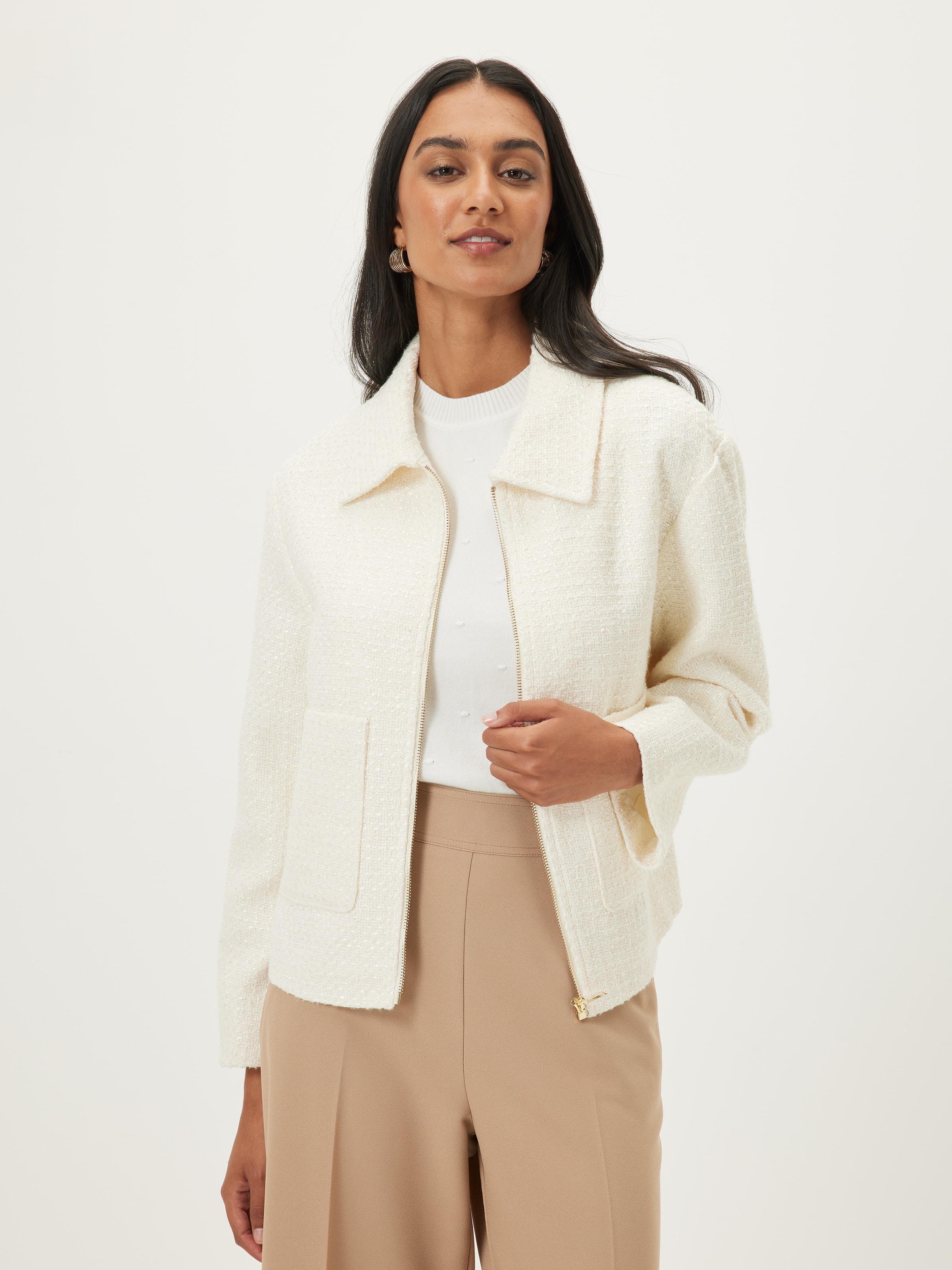Freya Boucle Shacket Cream Texture - Portmans Online
