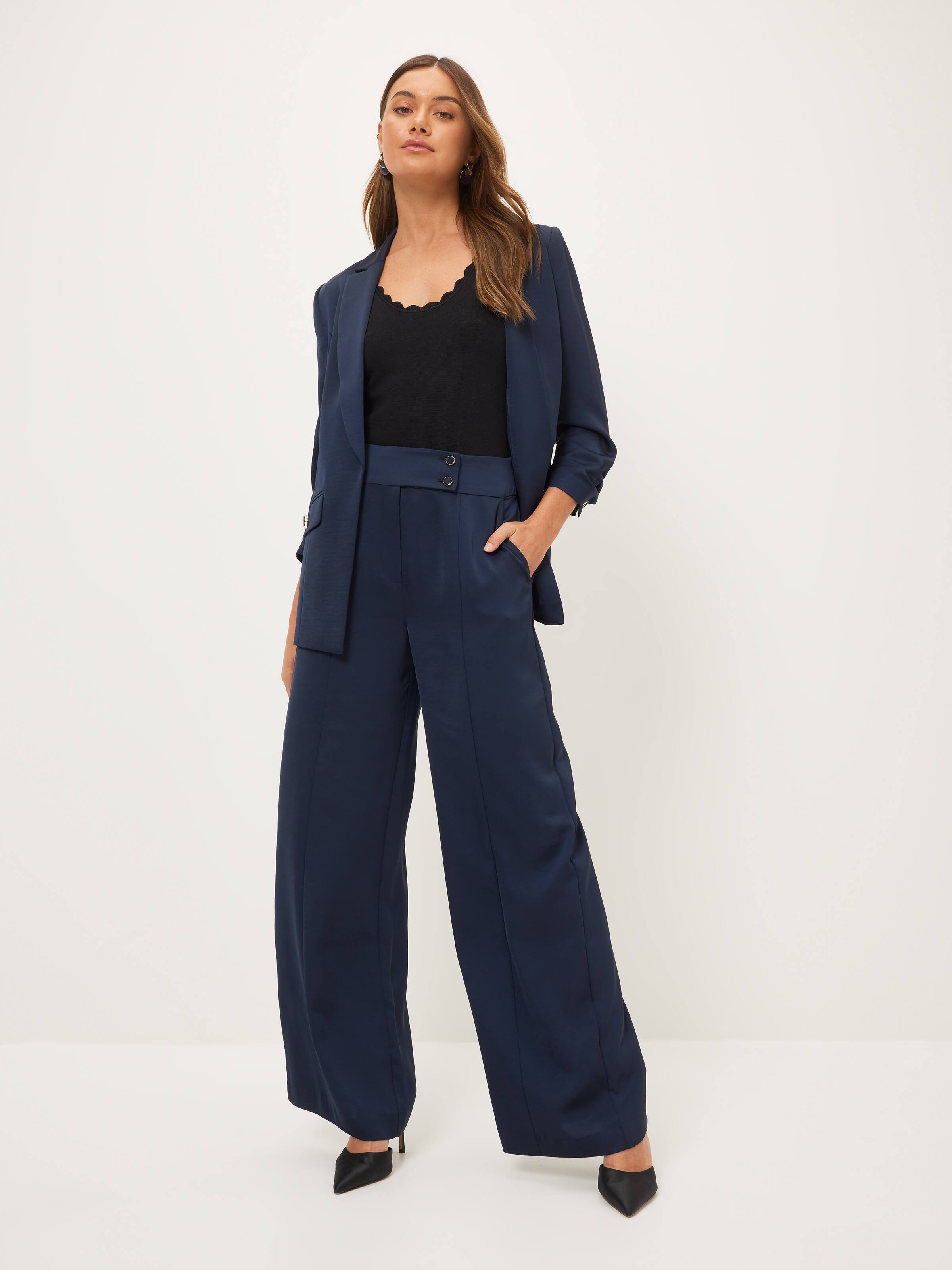 Belle Ame Wide Leg Pant Navy - Portmans Online