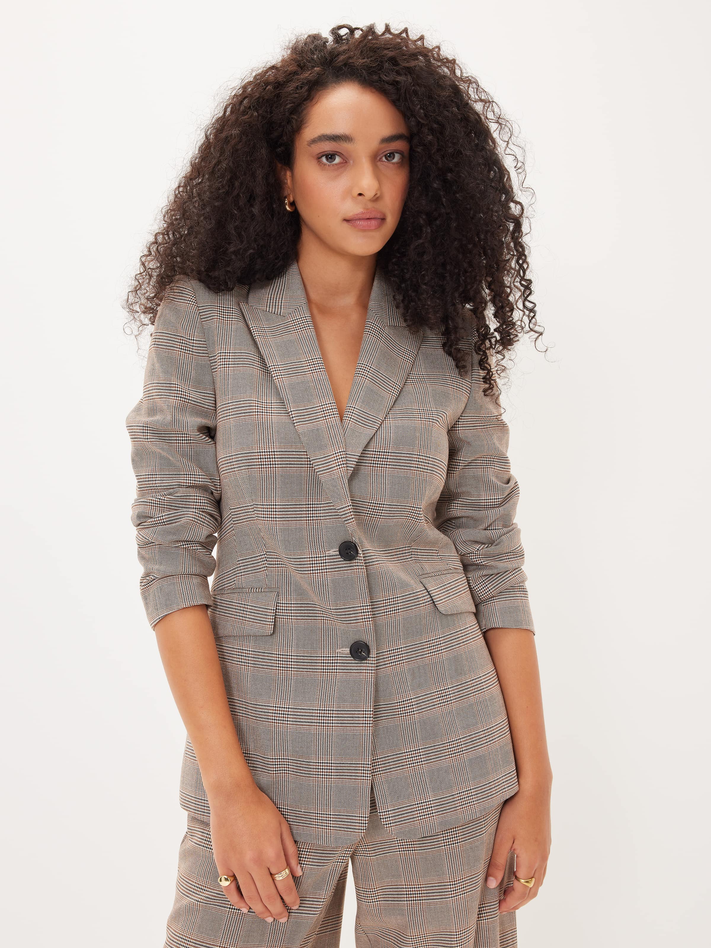 Dare To Dream Check Blazer Camel Check - Portmans Online