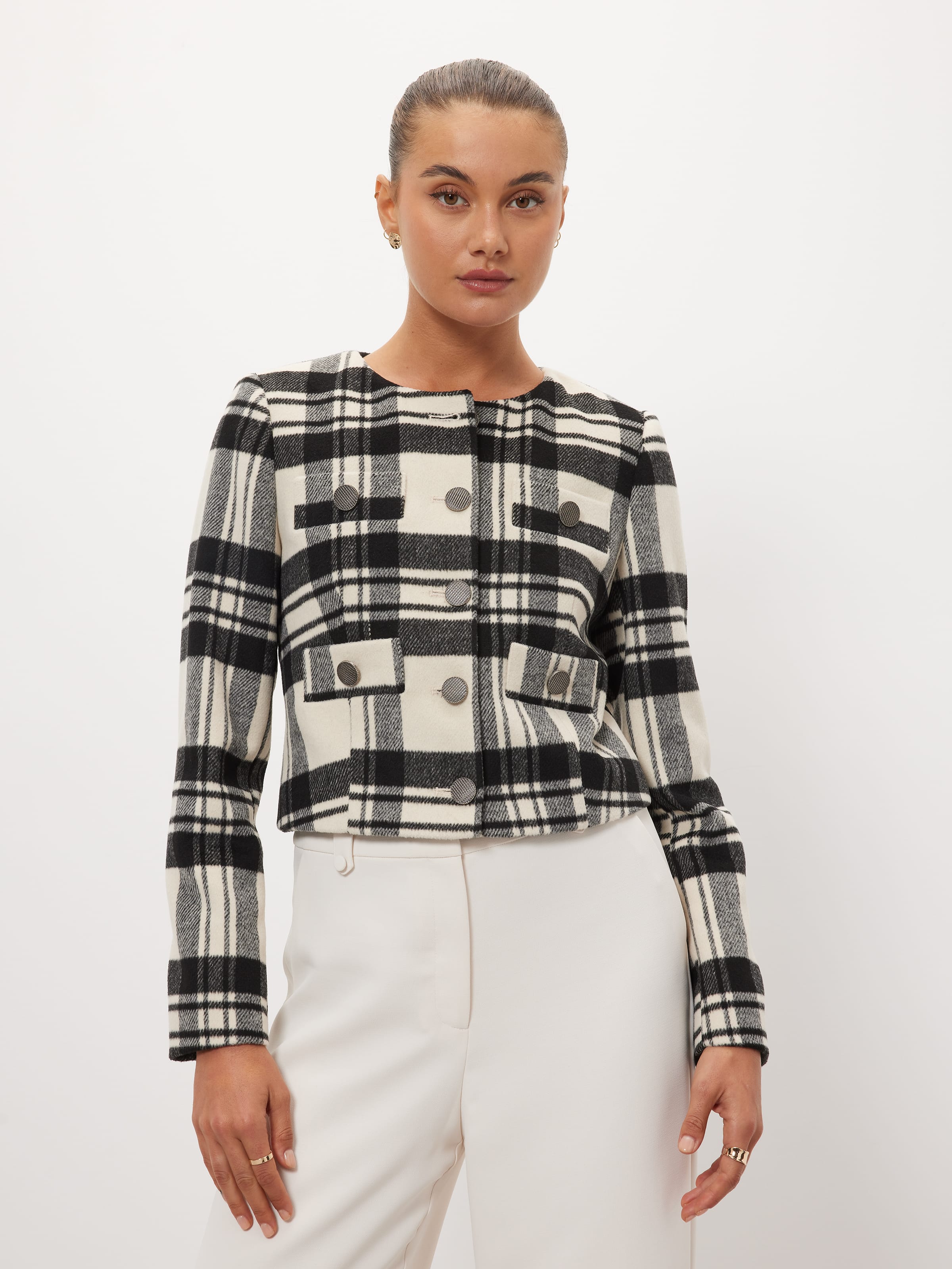 Close Up Check Crop Jacket - Portmans Online