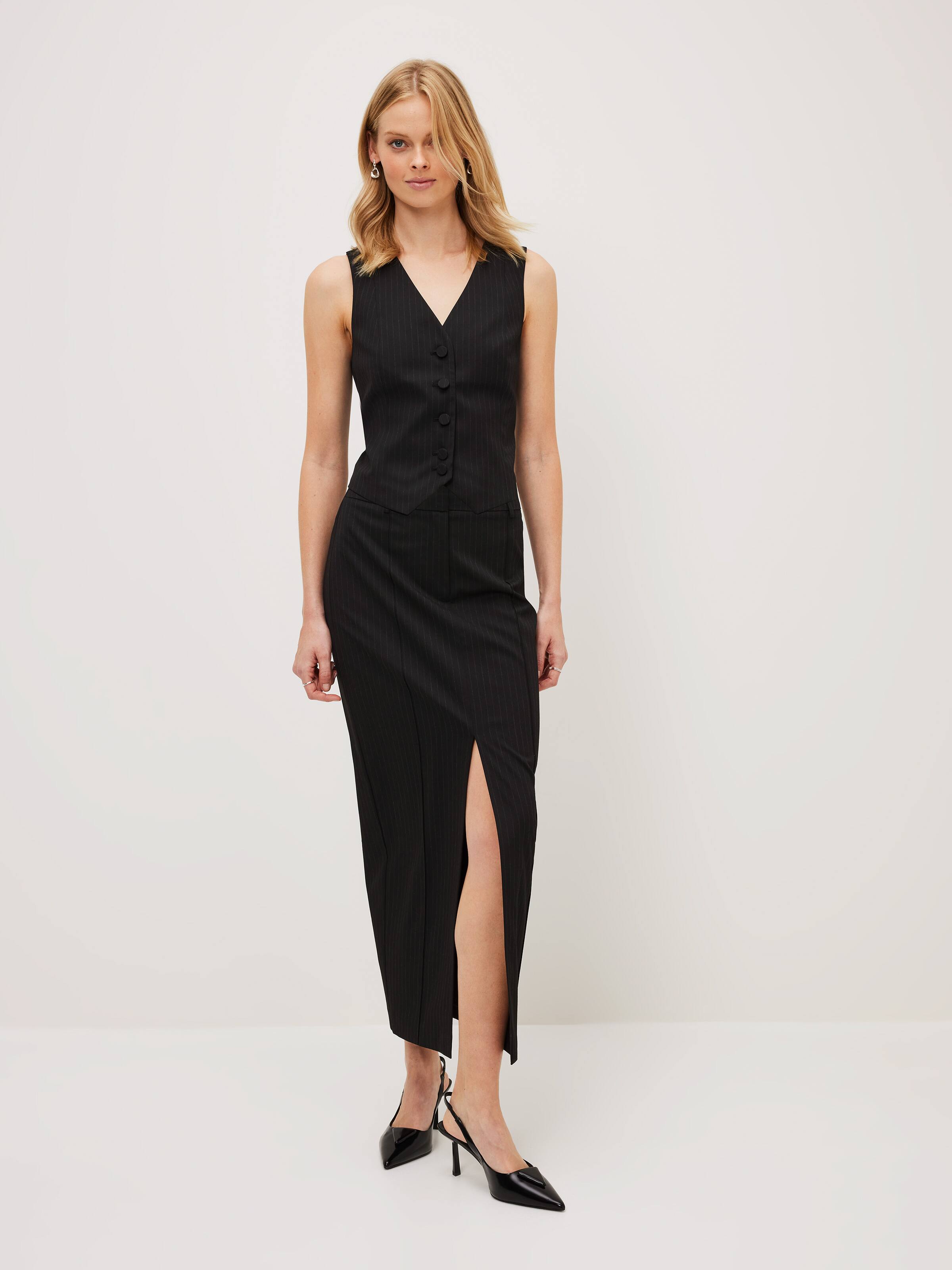 Suits Everyone Pinstripe Maxi Skirt - Portmans Online