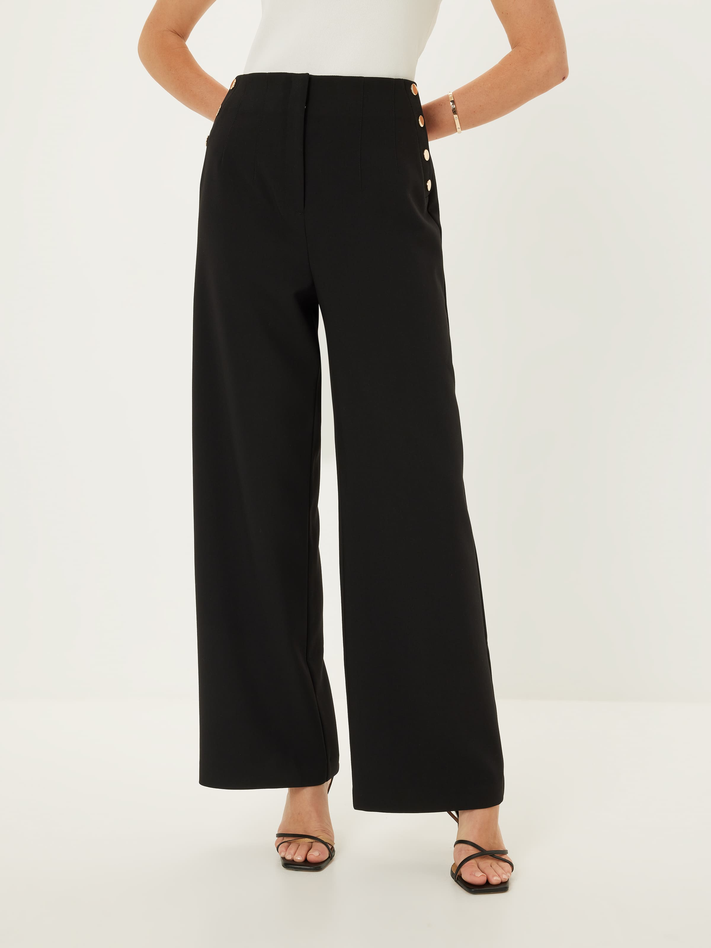 Uptown Button Wide Leg Pant - Portmans Online