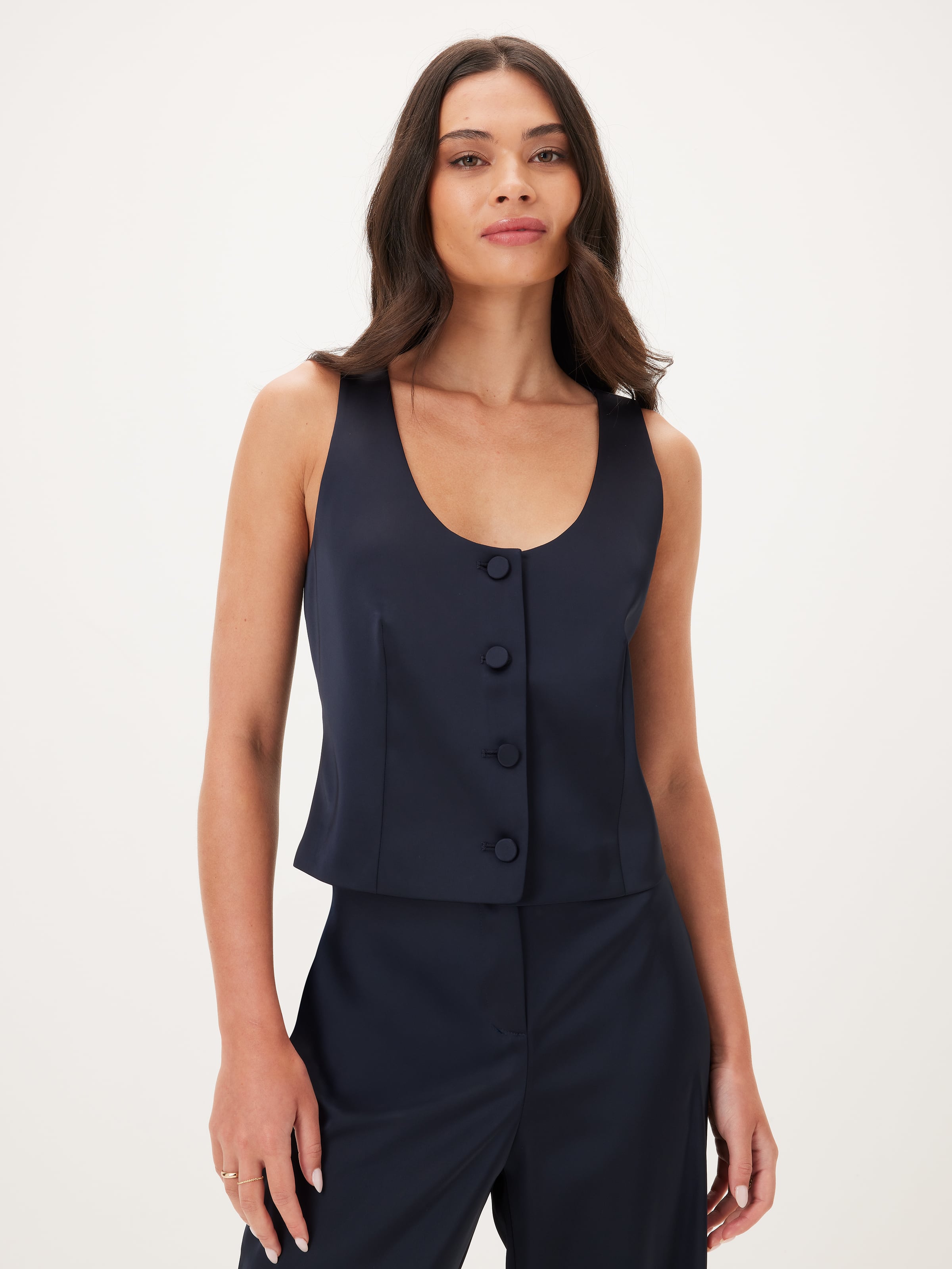 Love Triangle Satin Waistcoat Navy Slate - Portmans Online