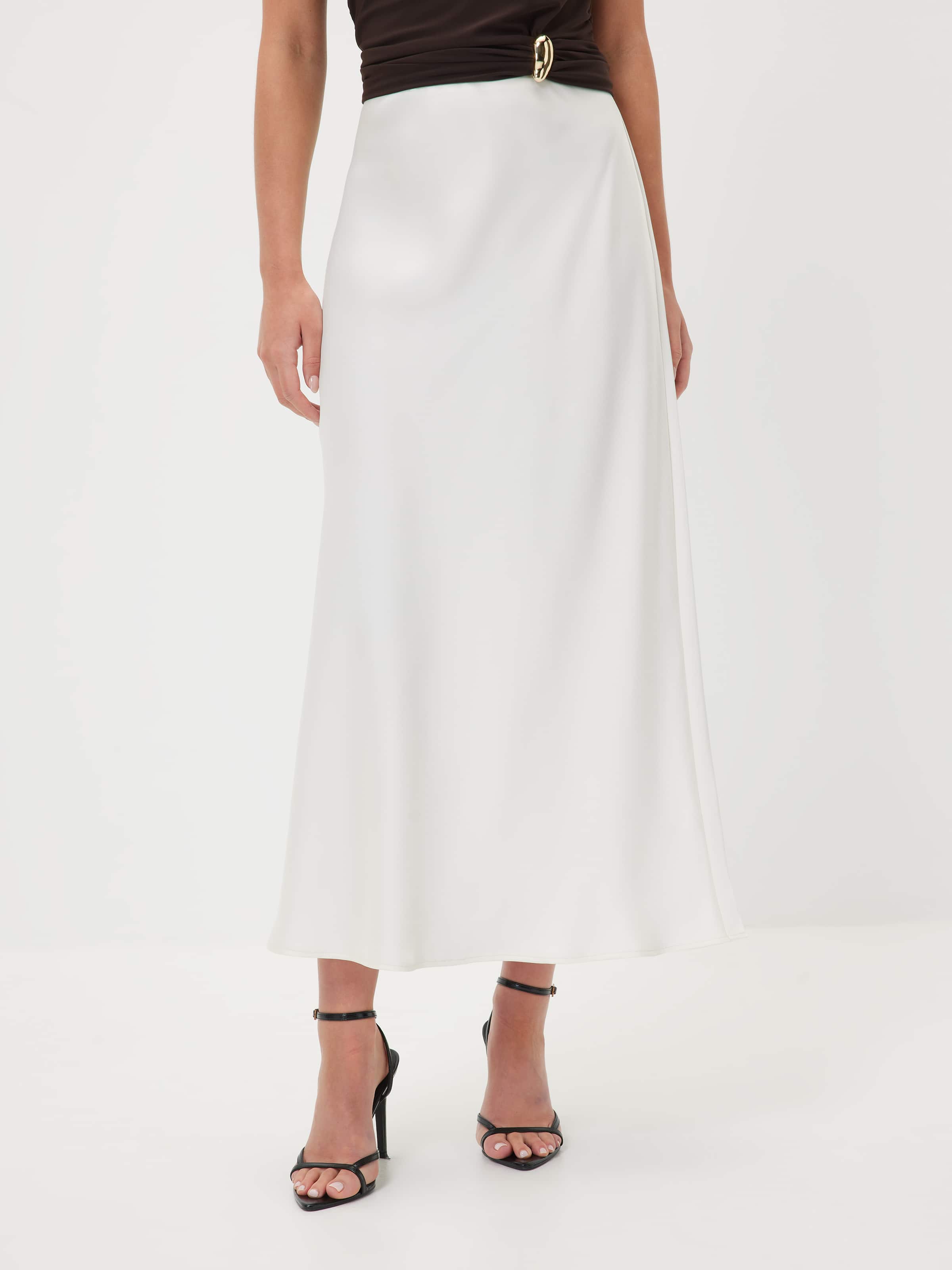 Love Triangle Satin Slip Skirt Winter White - Portmans Online