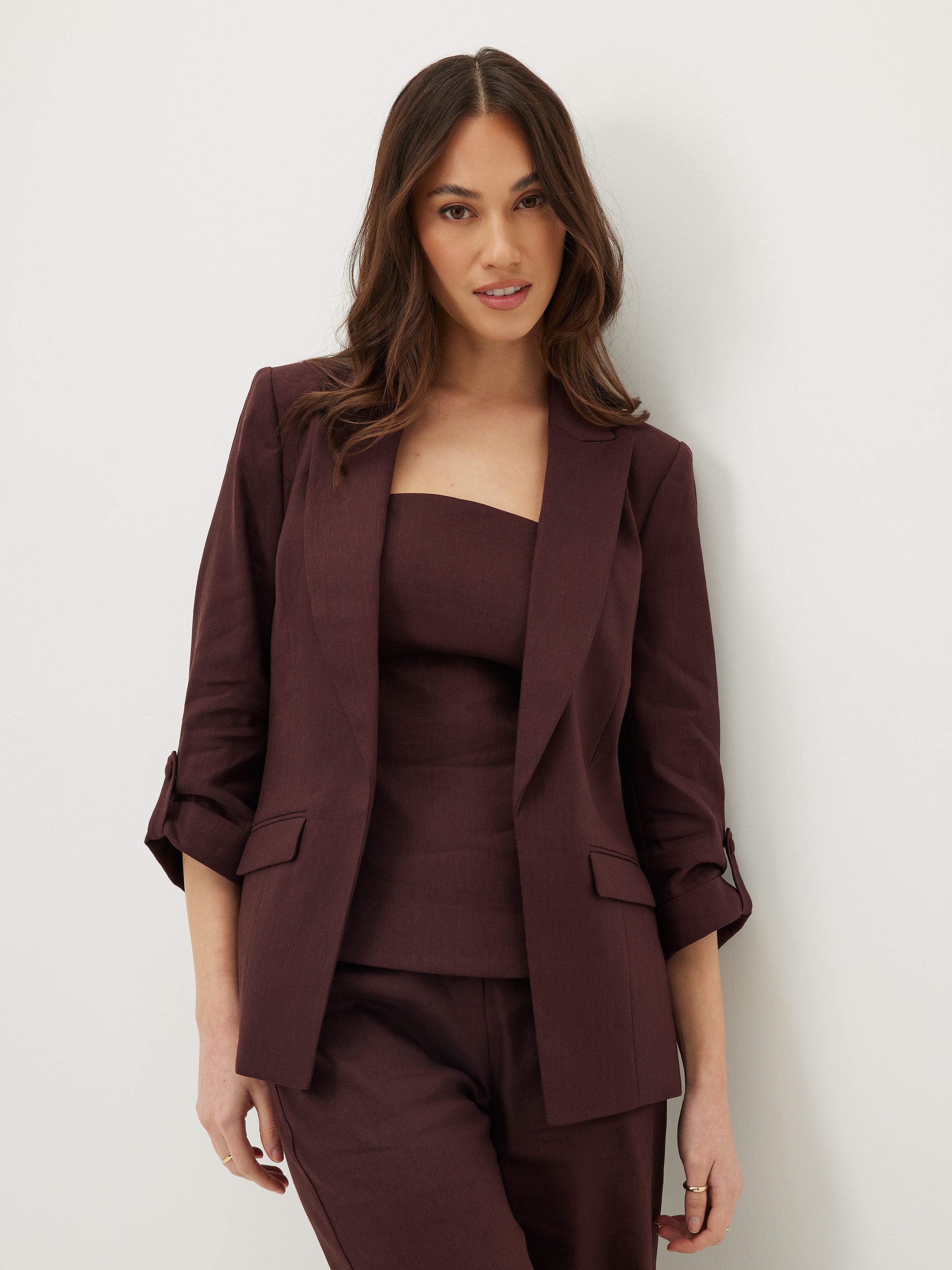 Blue Moon Linen Blend Jacket Fudge - Portmans Online