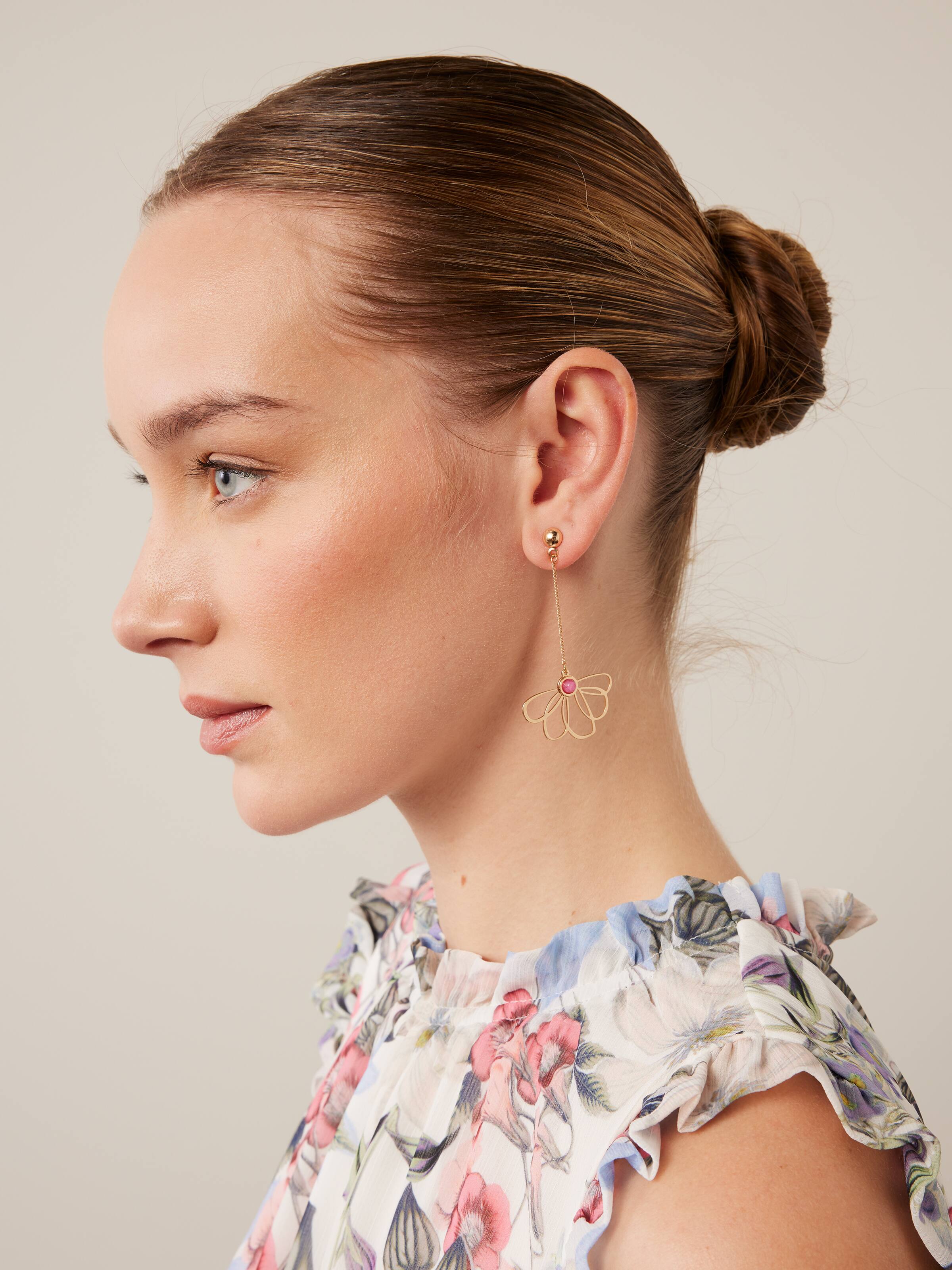 Romy Flower Drop Earrings Showstopper Pink - Portmans Online