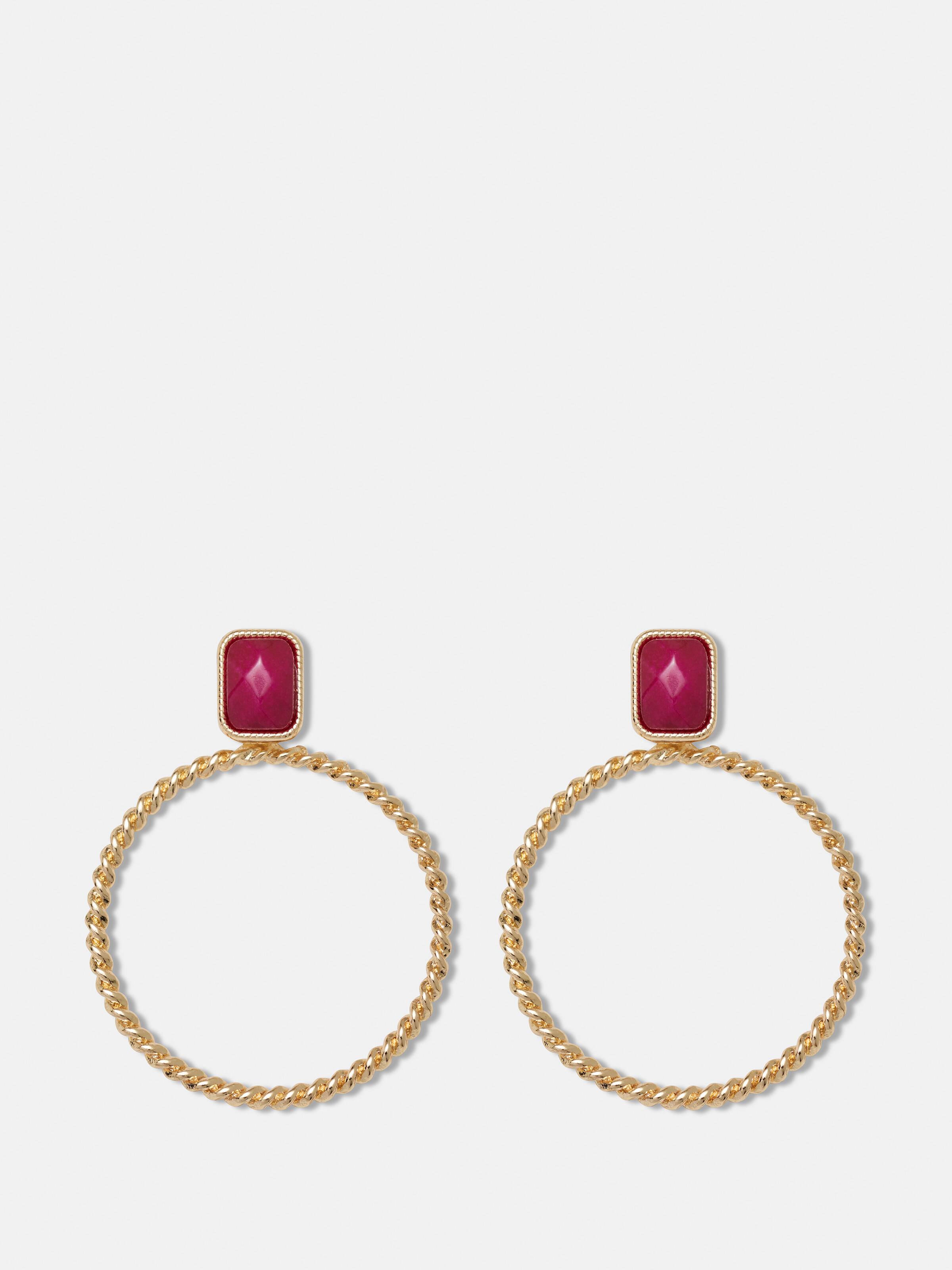 Imogen Stone & Hoop Earrings Showstopper Pnk - Portmans Online