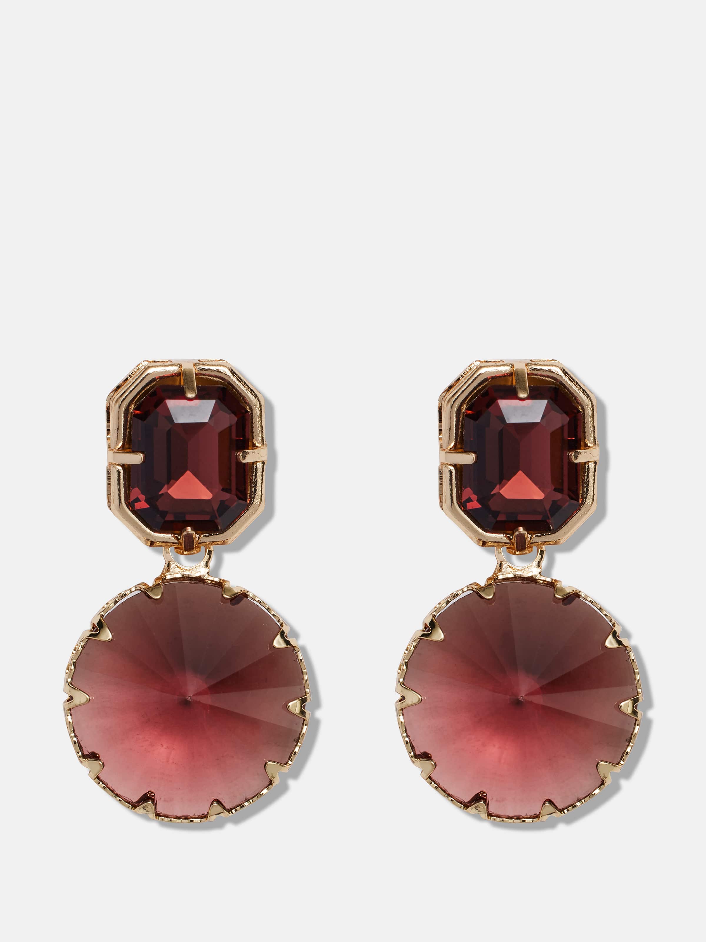 Charlotte Double Drop Jewelled Earrings Merlot Red - Portmans Online