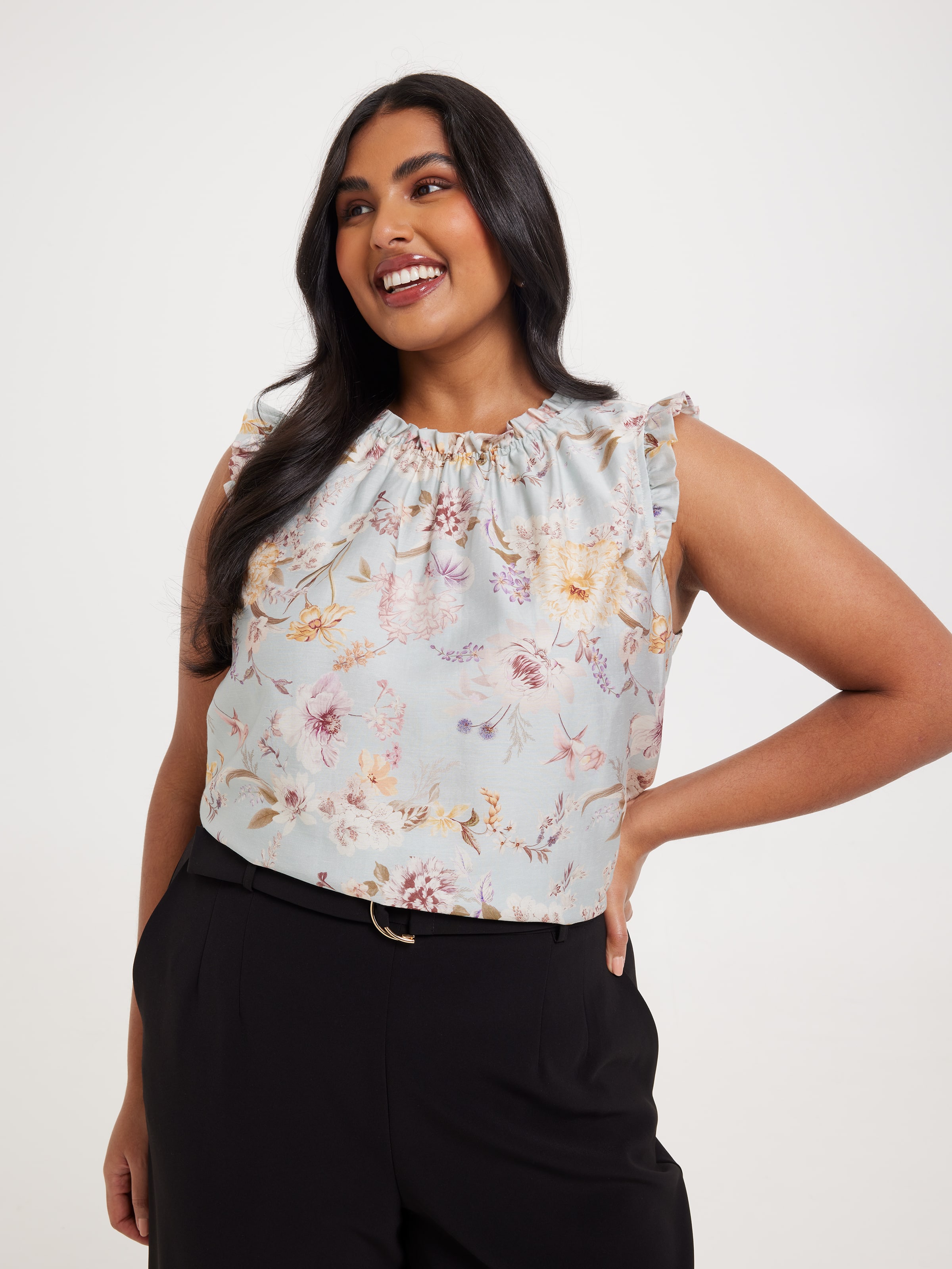 Curve Tessa Gathered Neck Top - Portmans Online