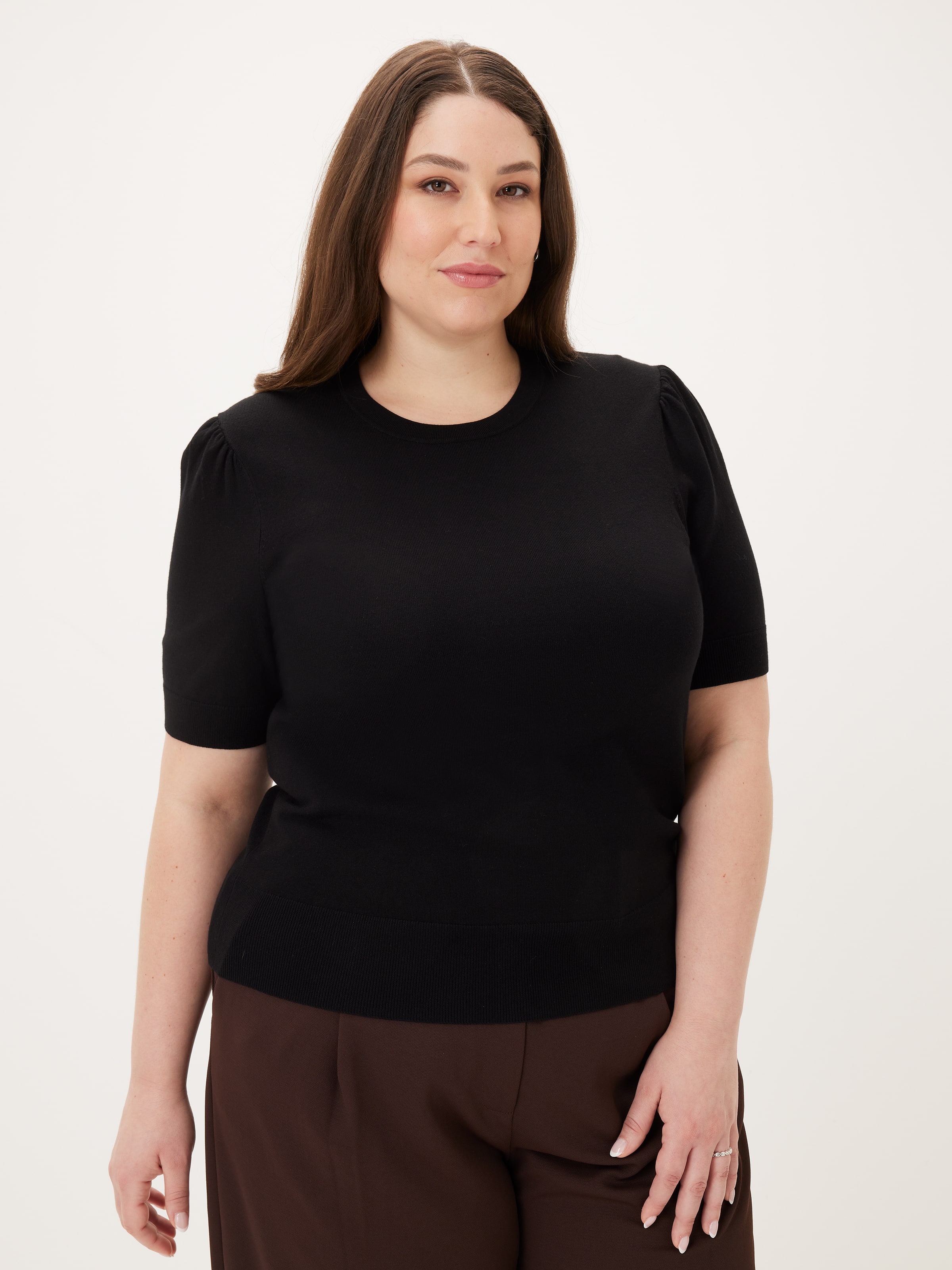 Curve Polly Puff Sleeve Knit Black - Portmans Online