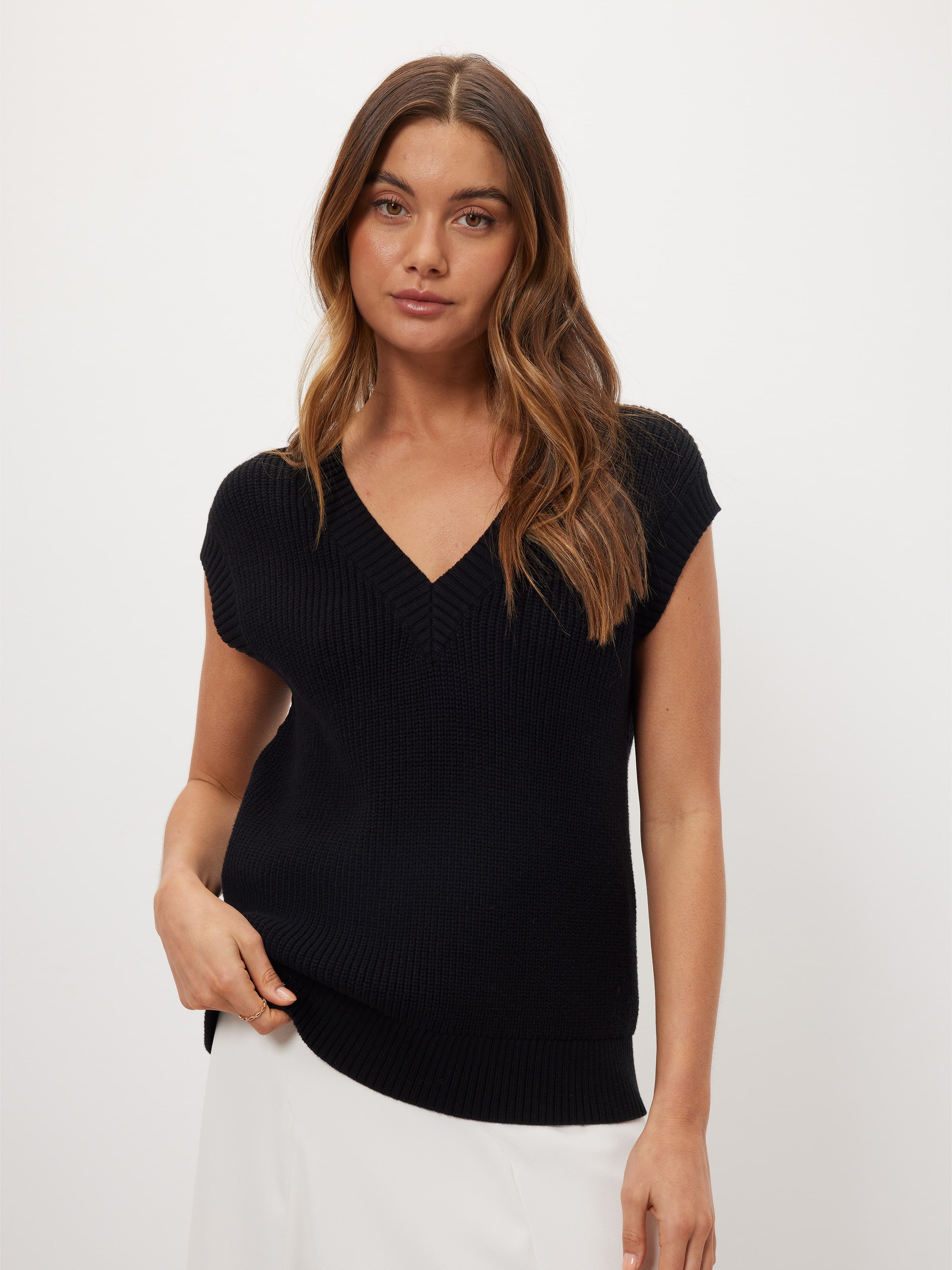 Penny Chunky Knit Vest Black - Portmans Online