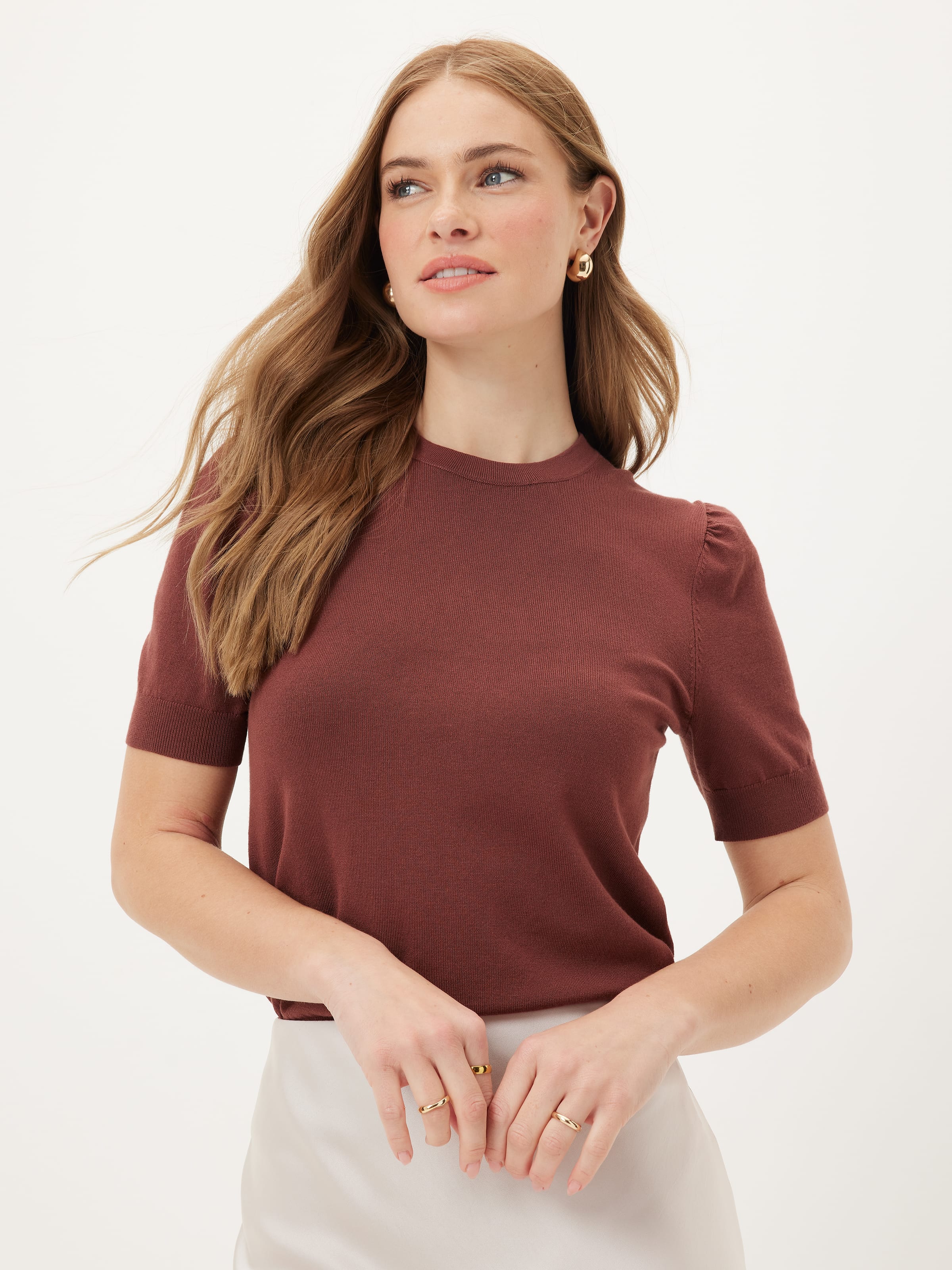 Polly Puff Sleeve Knit Rust - Portmans Online