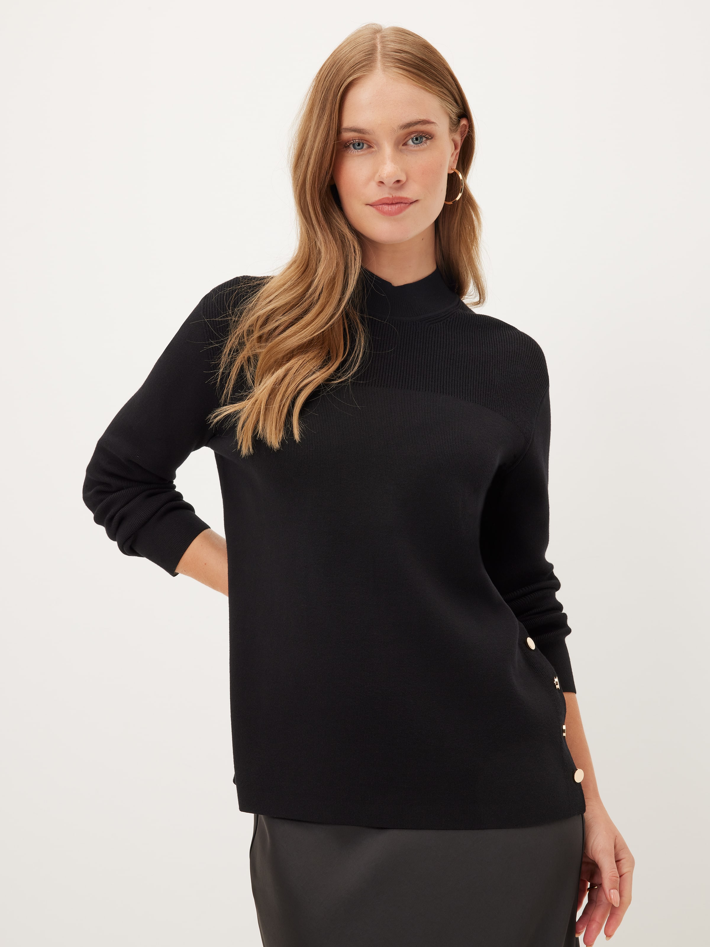 Kayla Side Button Crew Knit - Portmans Online