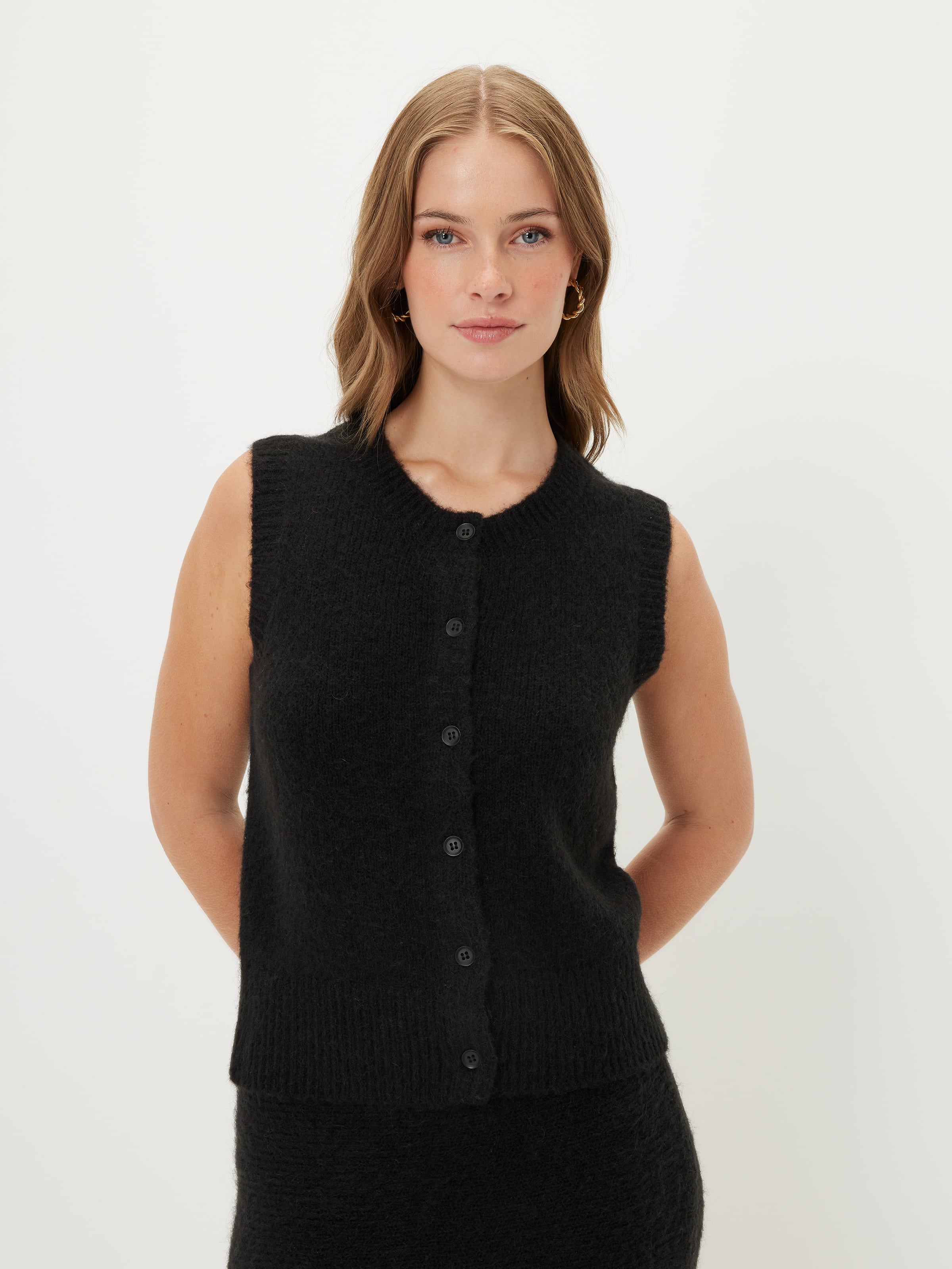 Callie Fluffy Button Up Vest - Portmans Online