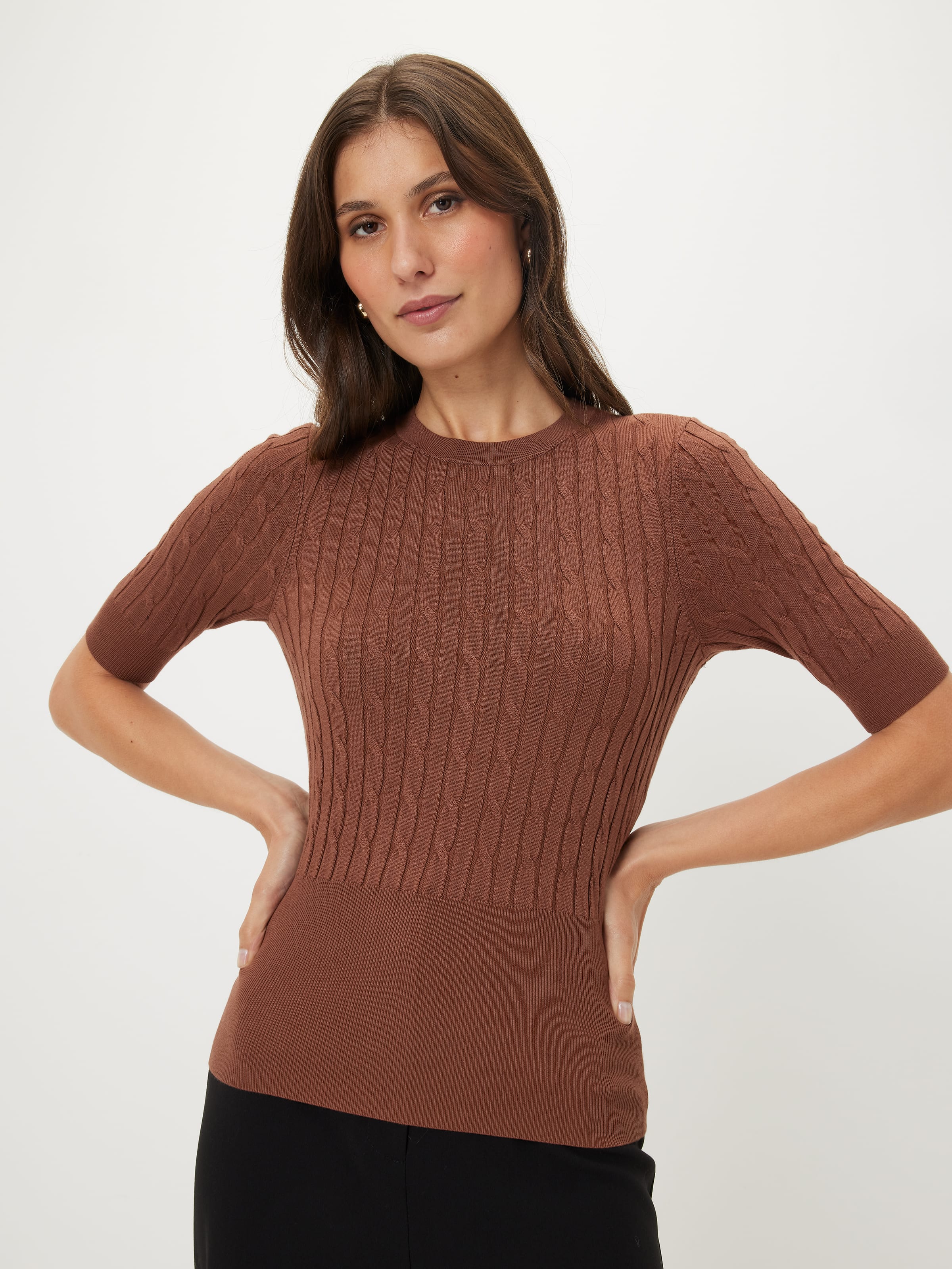 Alexa Short Sleeve Cable Knit - Portmans Online