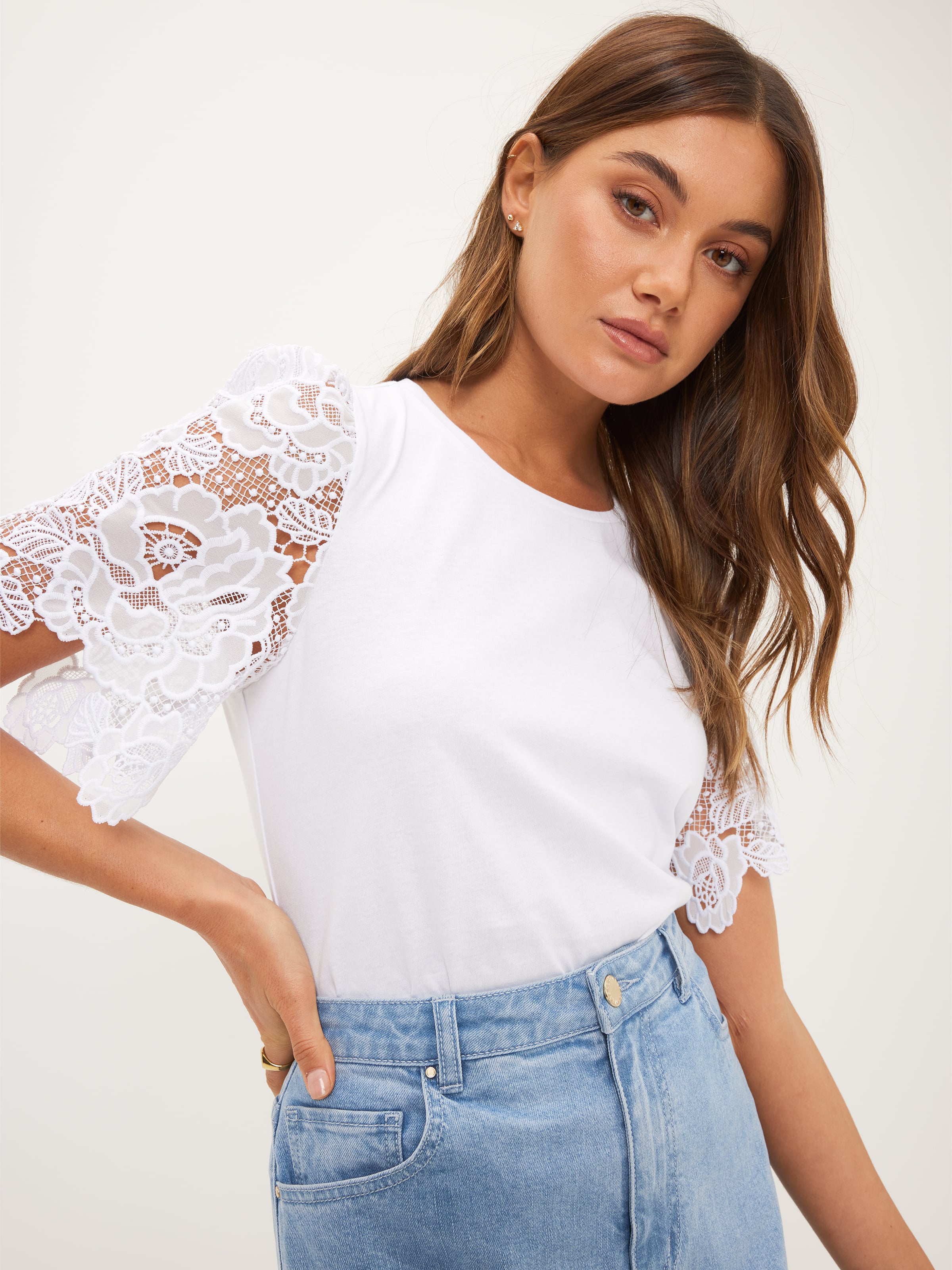 Fifi Flower Lace Tee White - Portmans Online