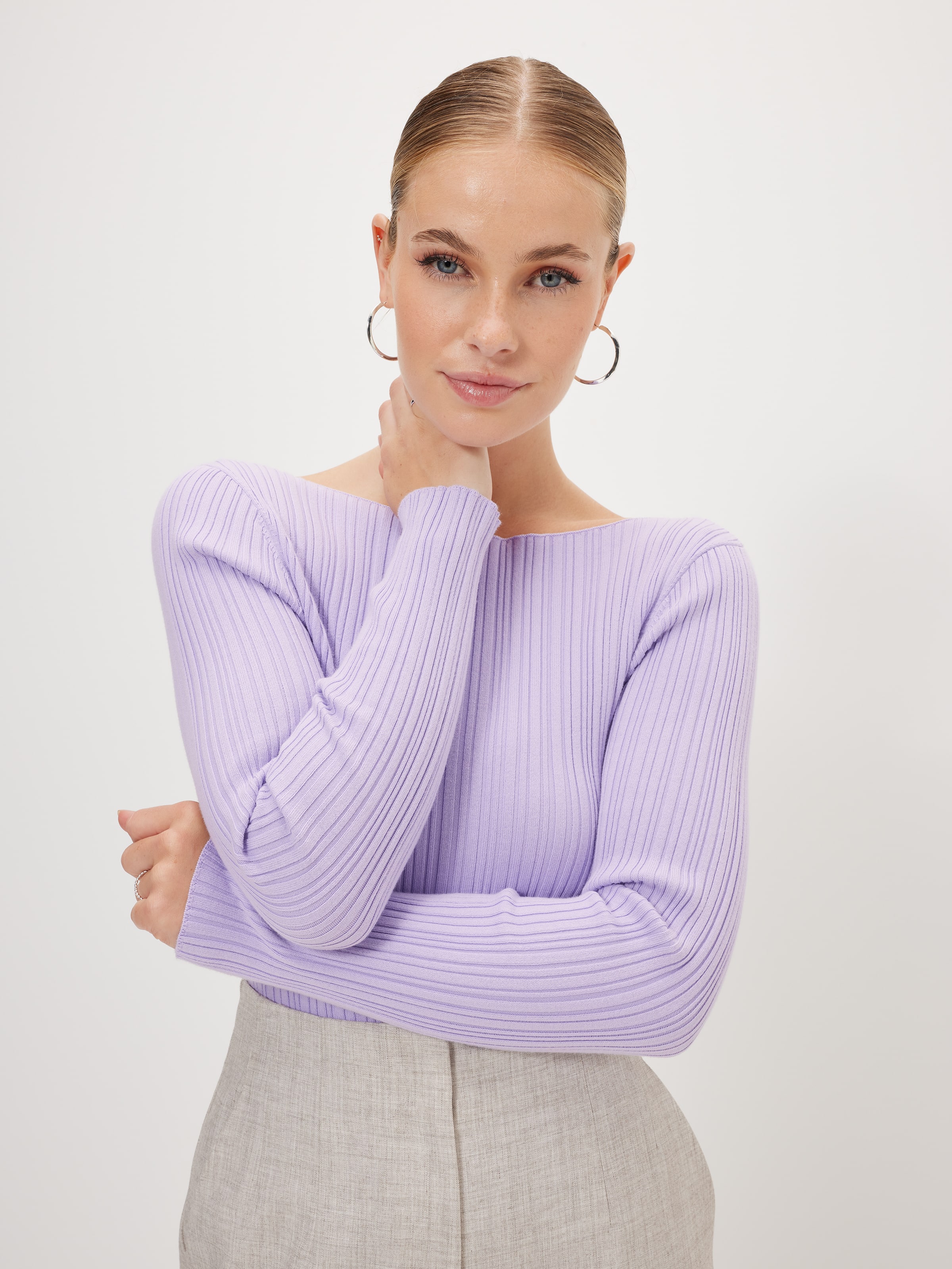 Marissa Long Sleeve Knit Soft Lilac - Portmans Online