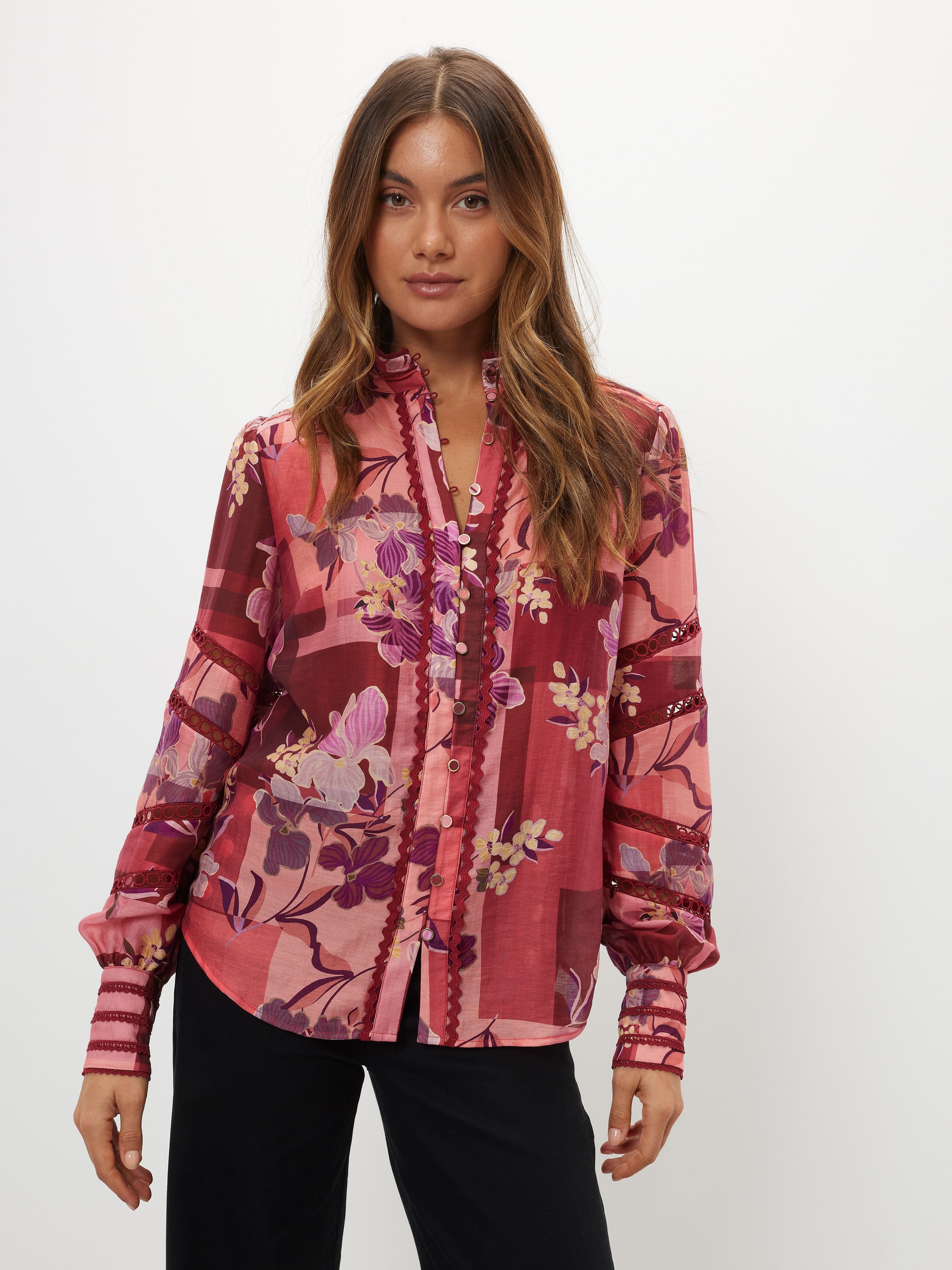 Jupiter Lace Trim Blouse Block Fusion - Portmans Online