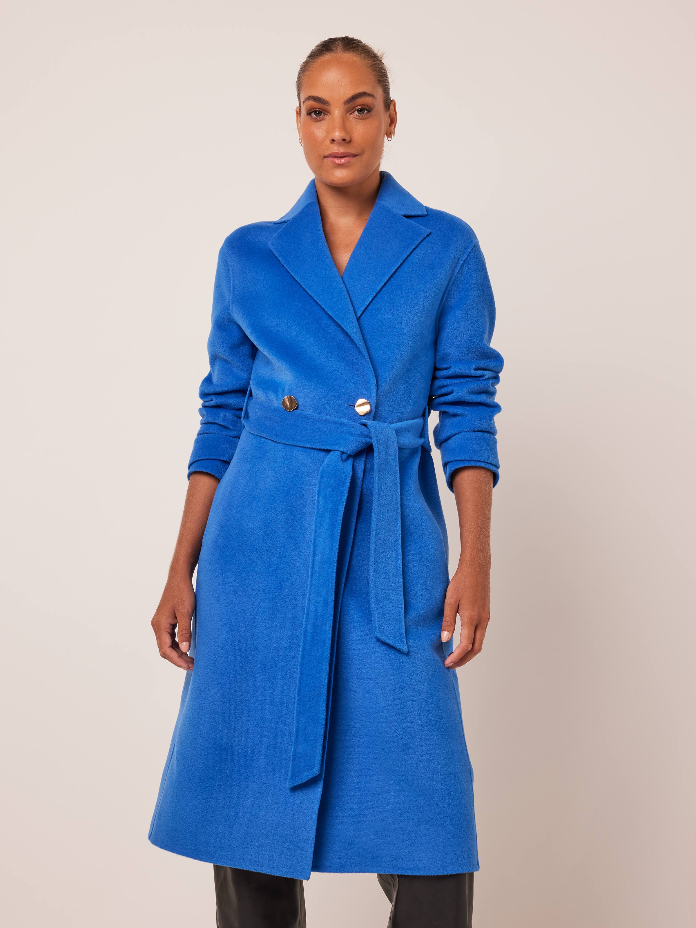 Matilda Double Face Wrap Coat Blue Crush - Portmans Online