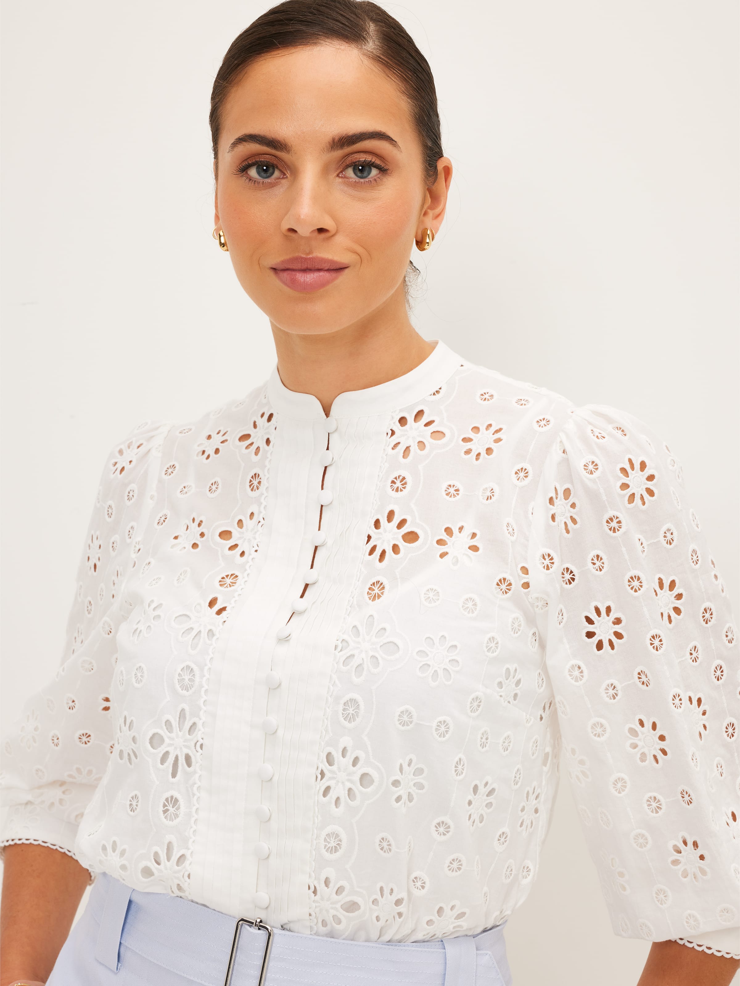 Billie Broderie Blouse Ivory - Portmans Online