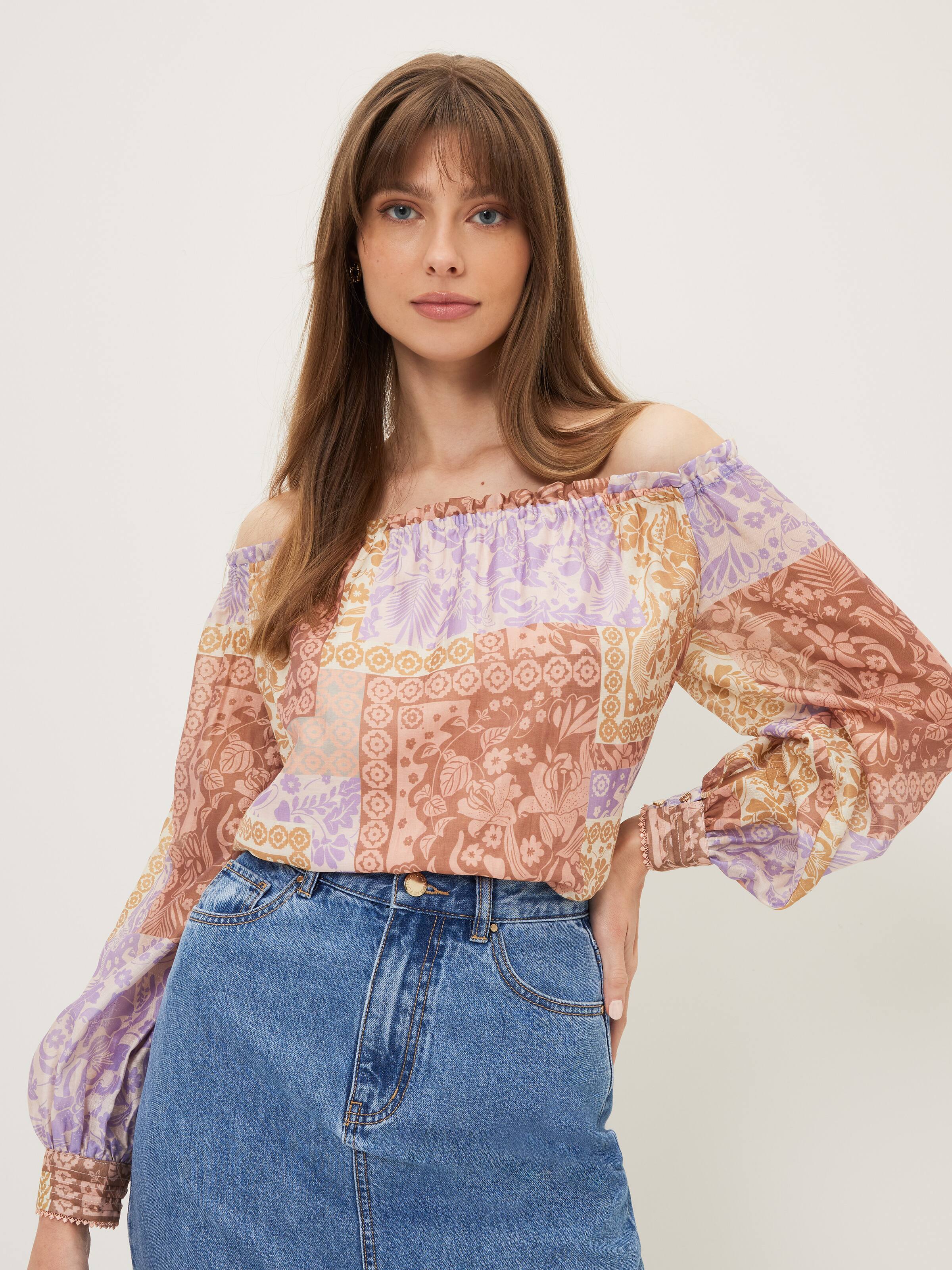 Becki Off Shoulder Trim Top - Portmans Online