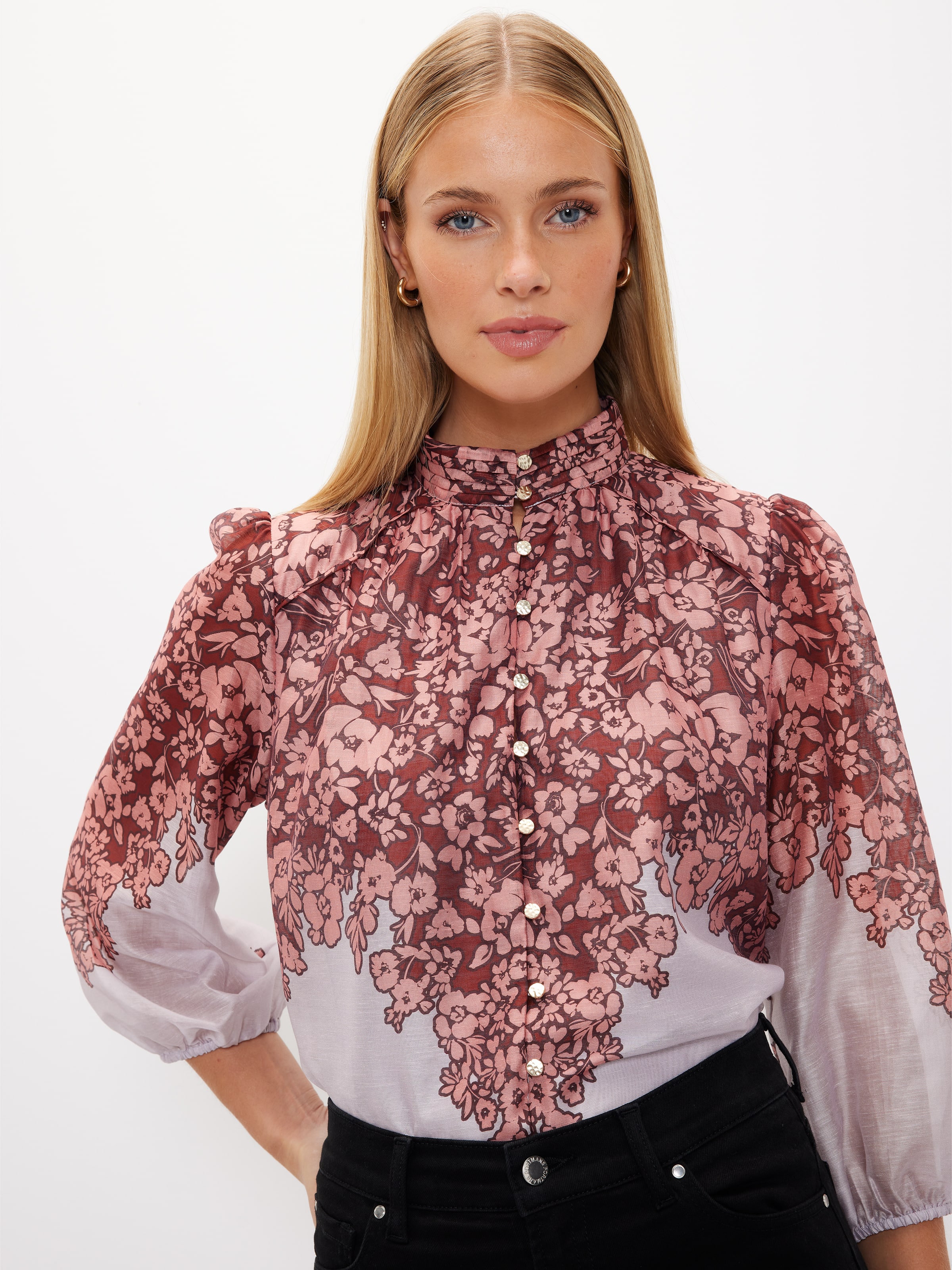 Alexa 3/4 Sleeve Blouse Cherry Blossom - Portmans Online