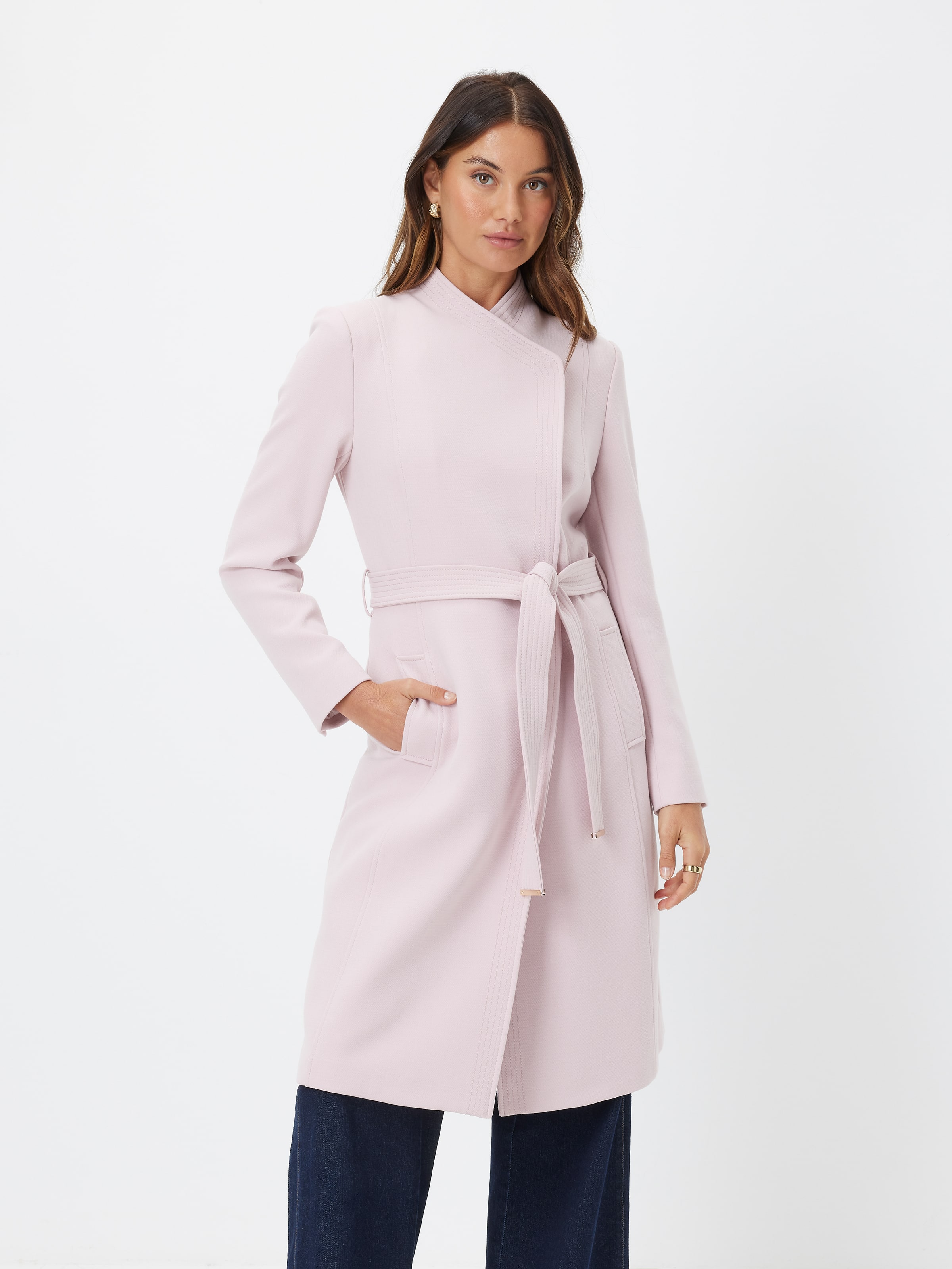 Frankie Funnel Neck Coat Lemonade - Portmans Online