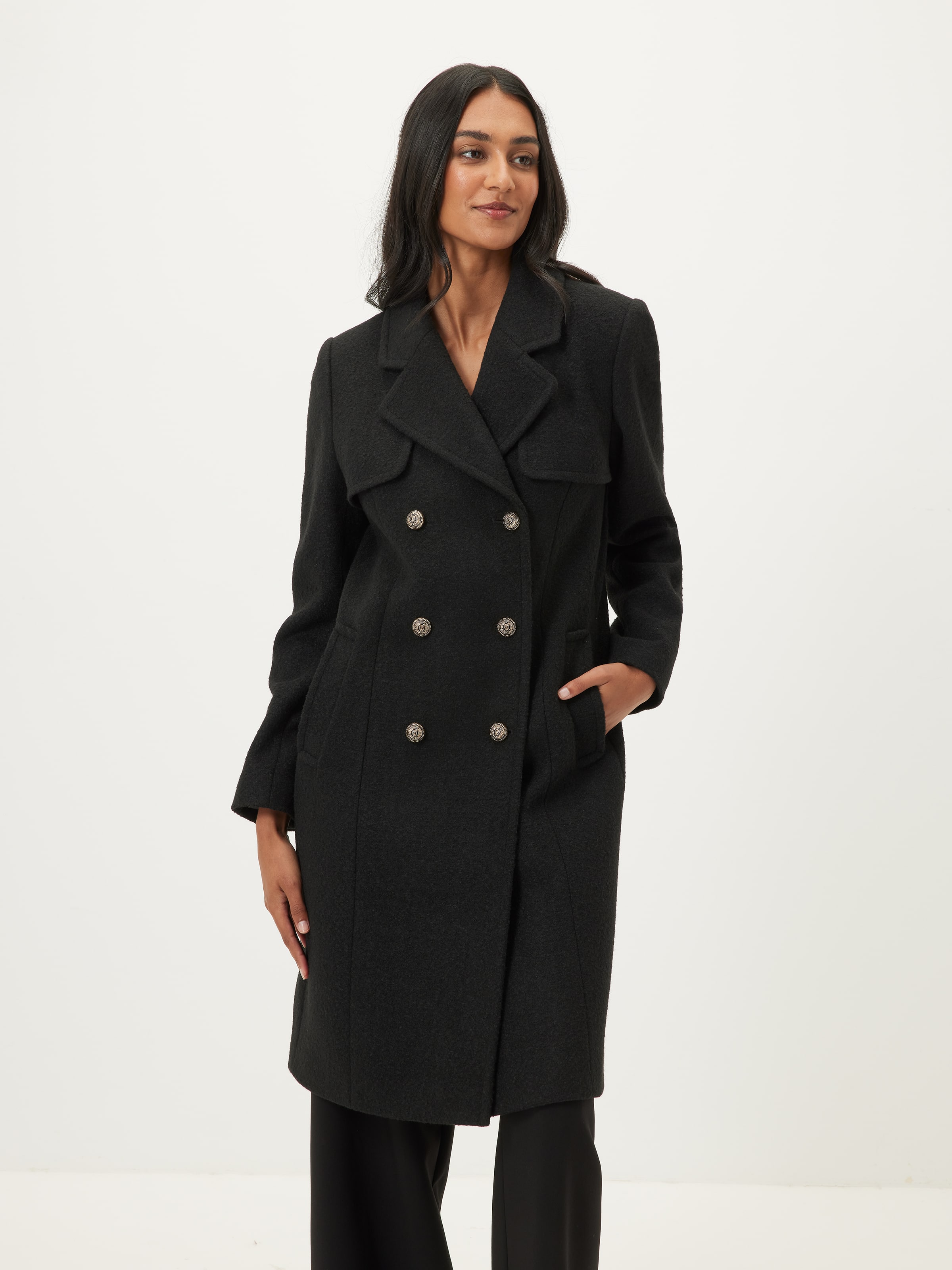 Bella Boucle Trench Coat Black - Portmans Online