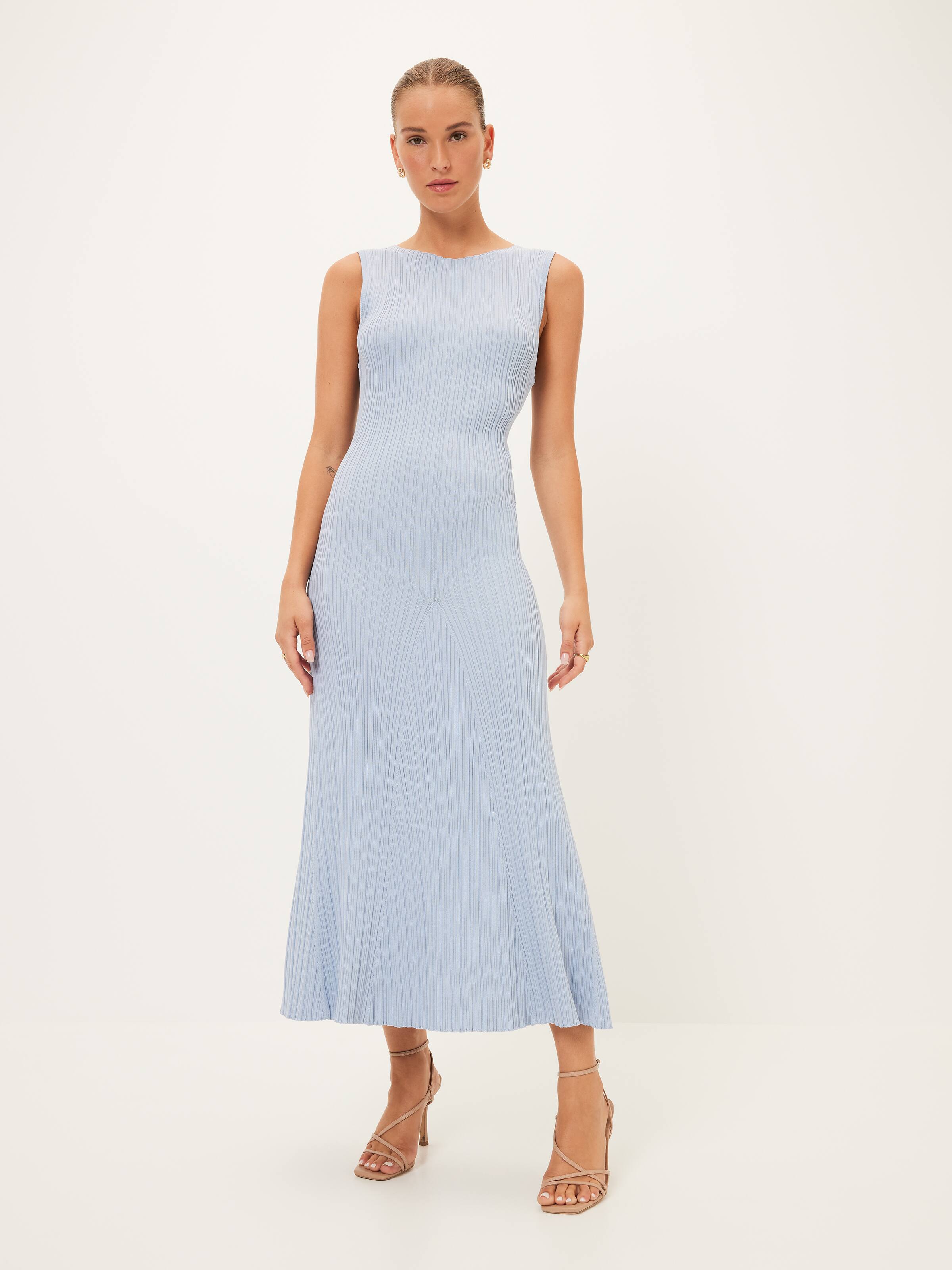 Marissa Ribbed Milano Dress Kentucky Blue - Portmans Online