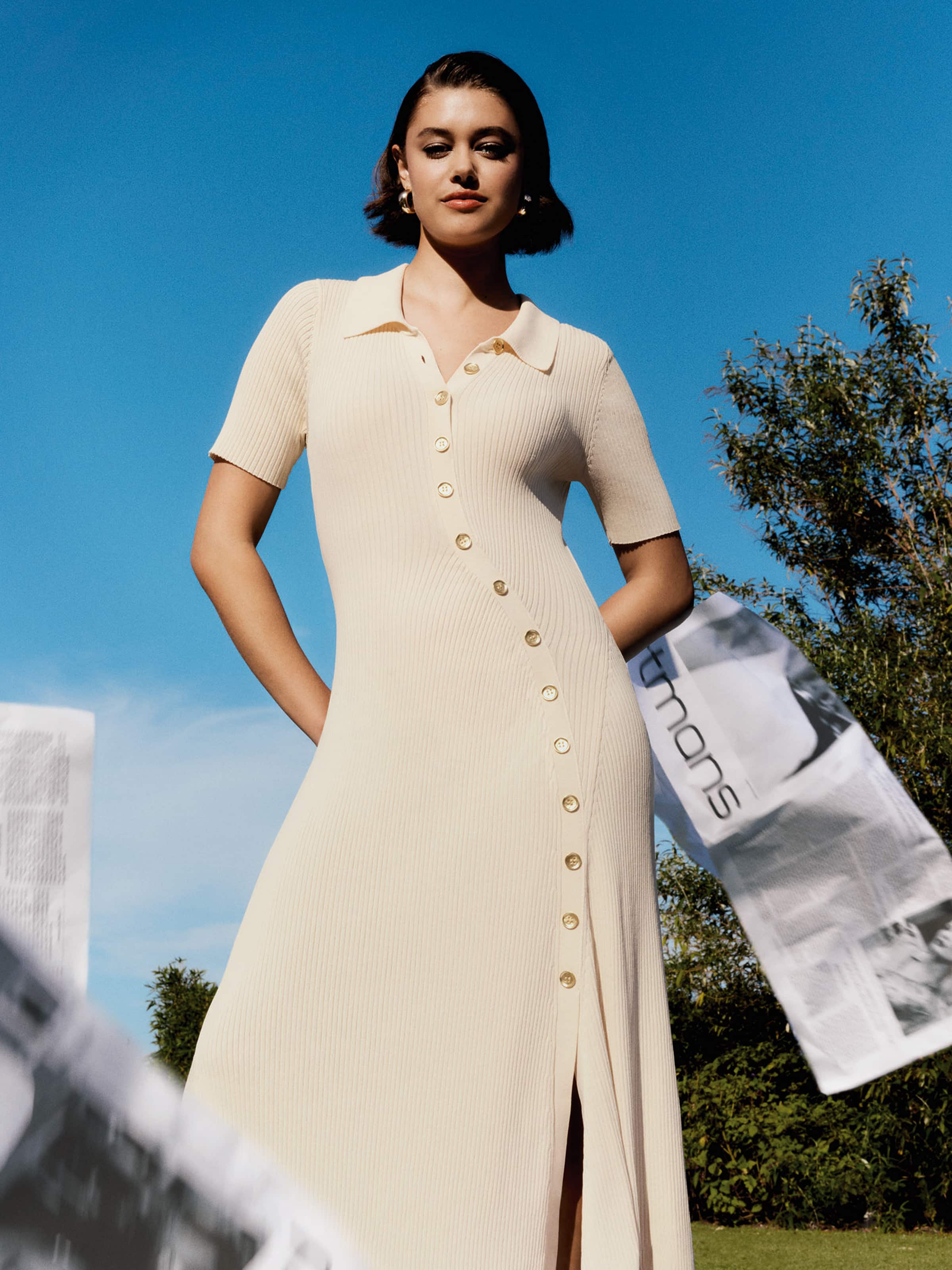 Karina Curved Placket Dress - Portmans Online