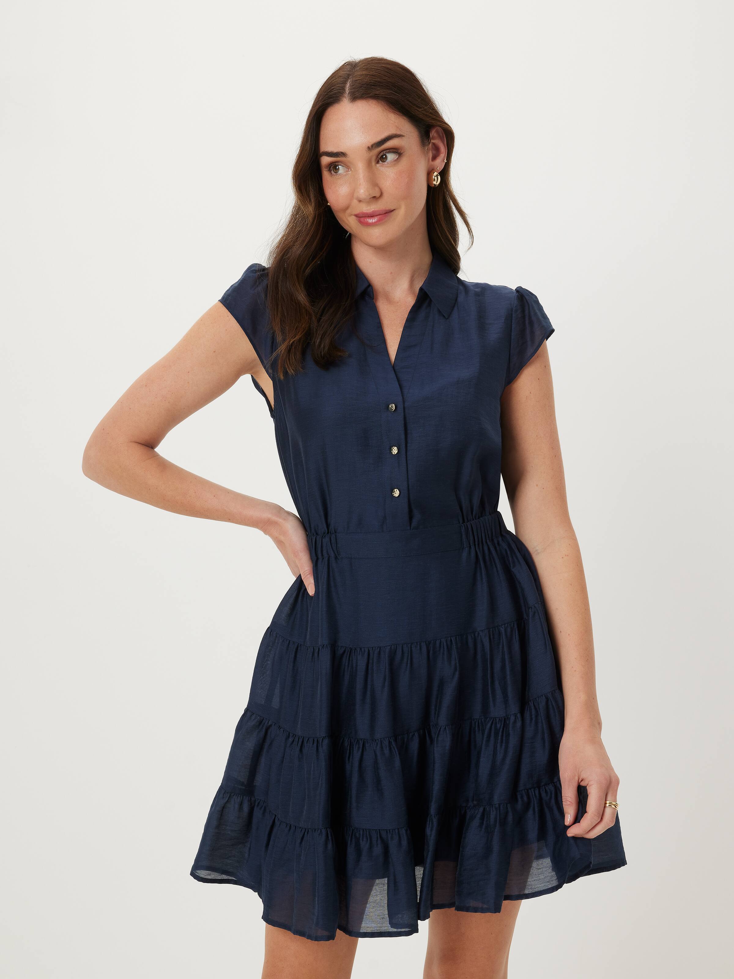 Kitty Short Shirt Dress Navy - Portmans Online