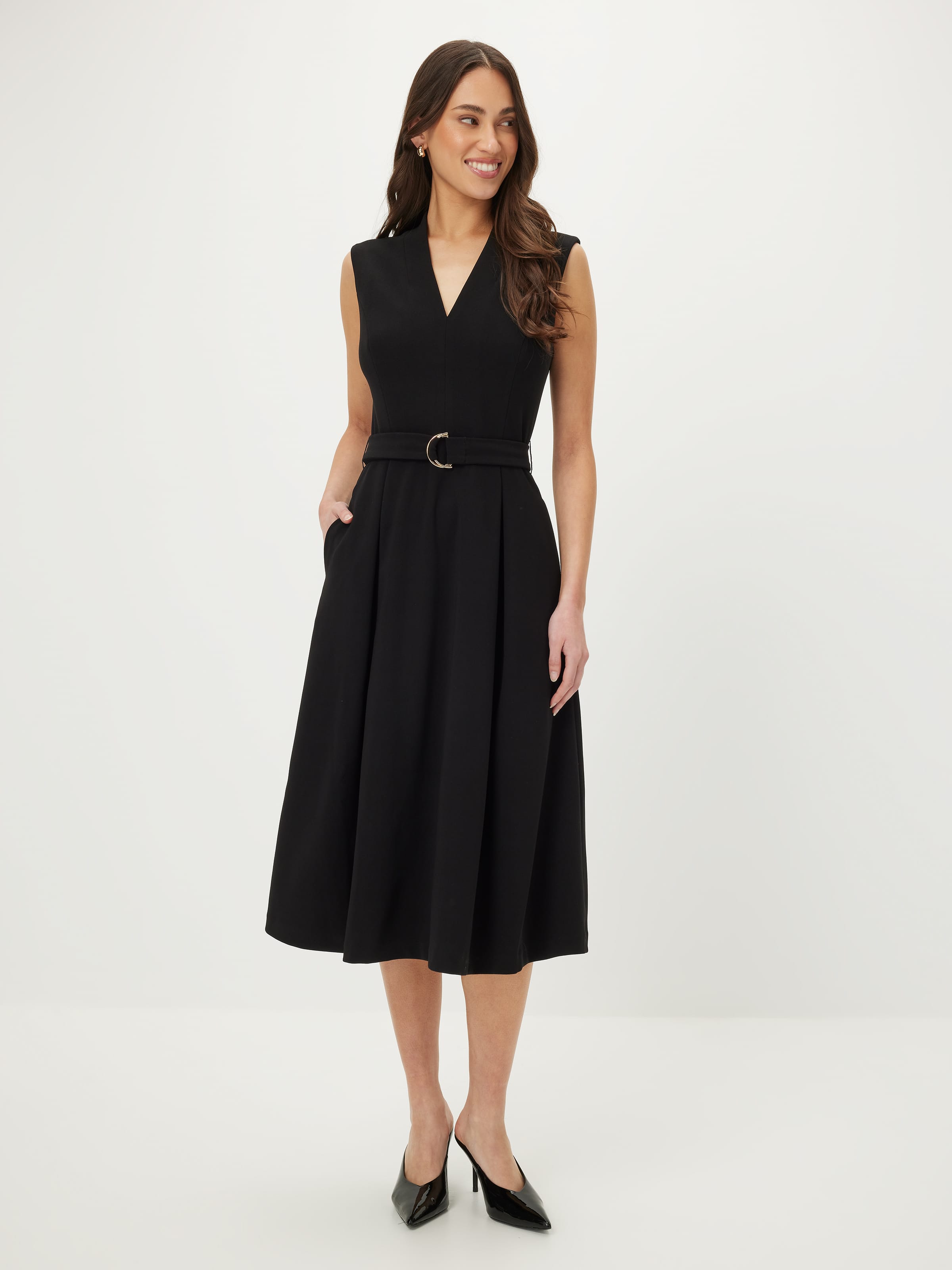 Rosie V Neck Fit & Flare Dress - Portmans Online