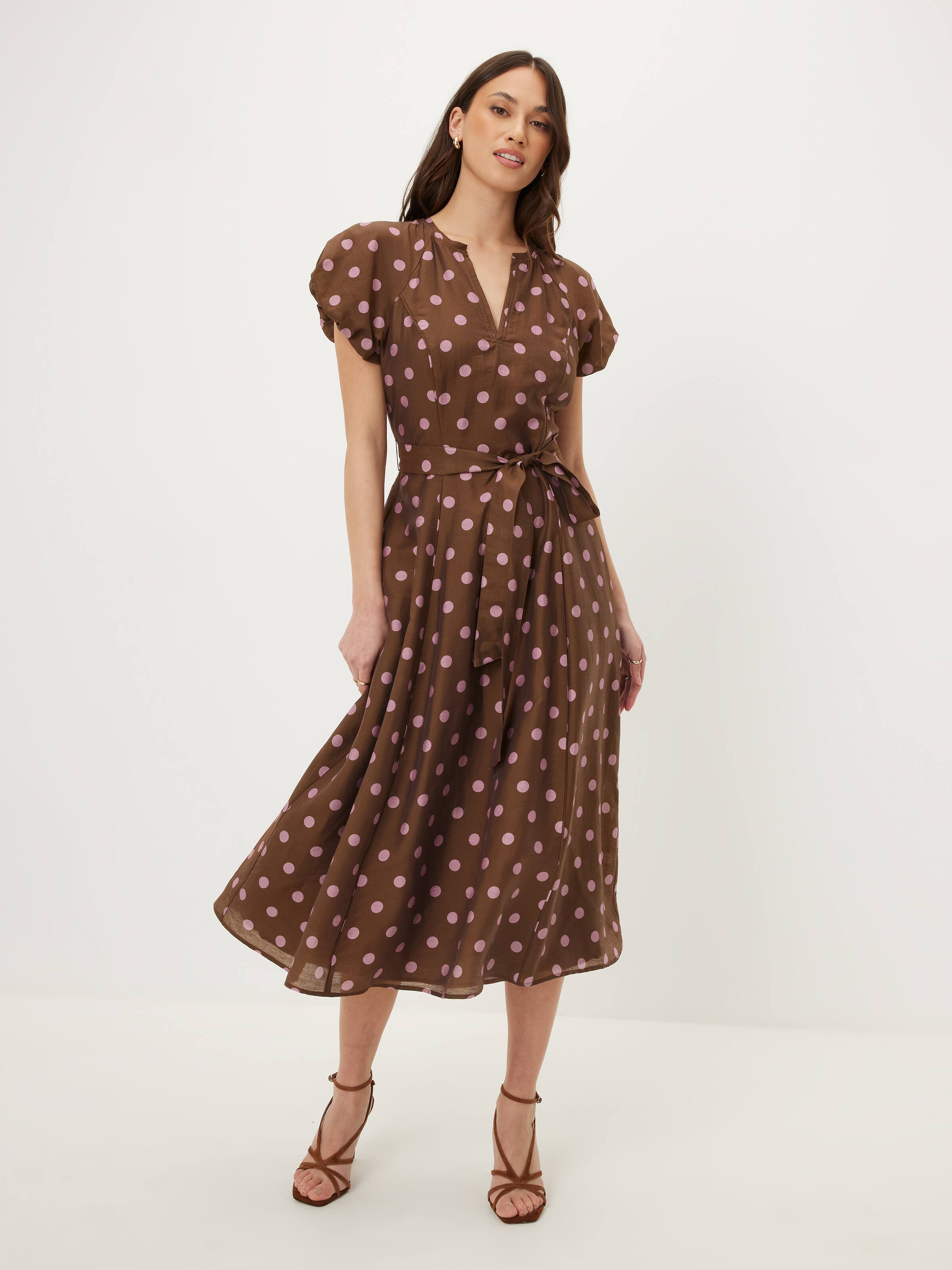 Tully Short Sleeve Midi Dress Mono Spot - Portmans Online