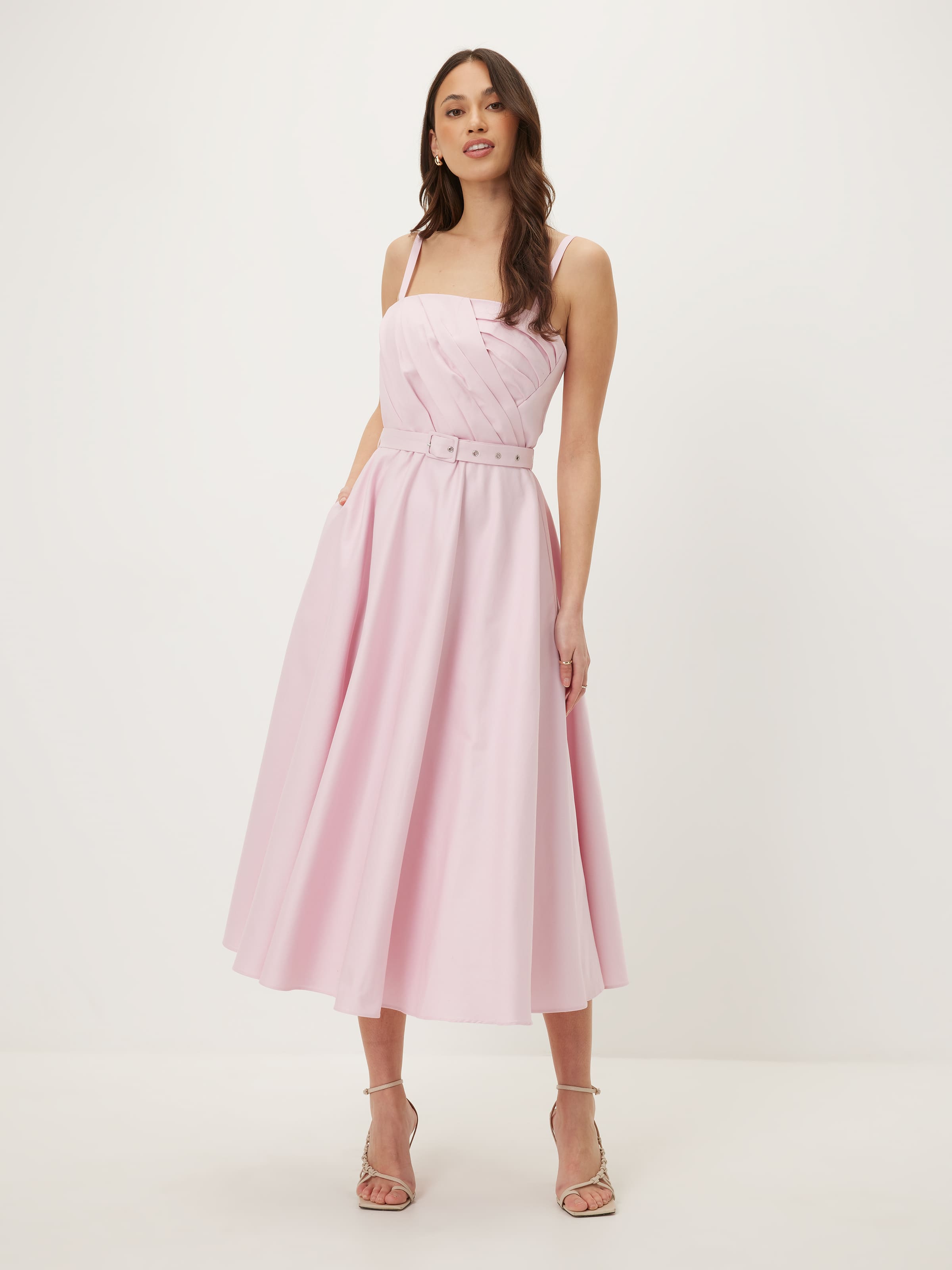 Fleur Fit & Flare Midi Dress Parfait Pink - Portmans Online