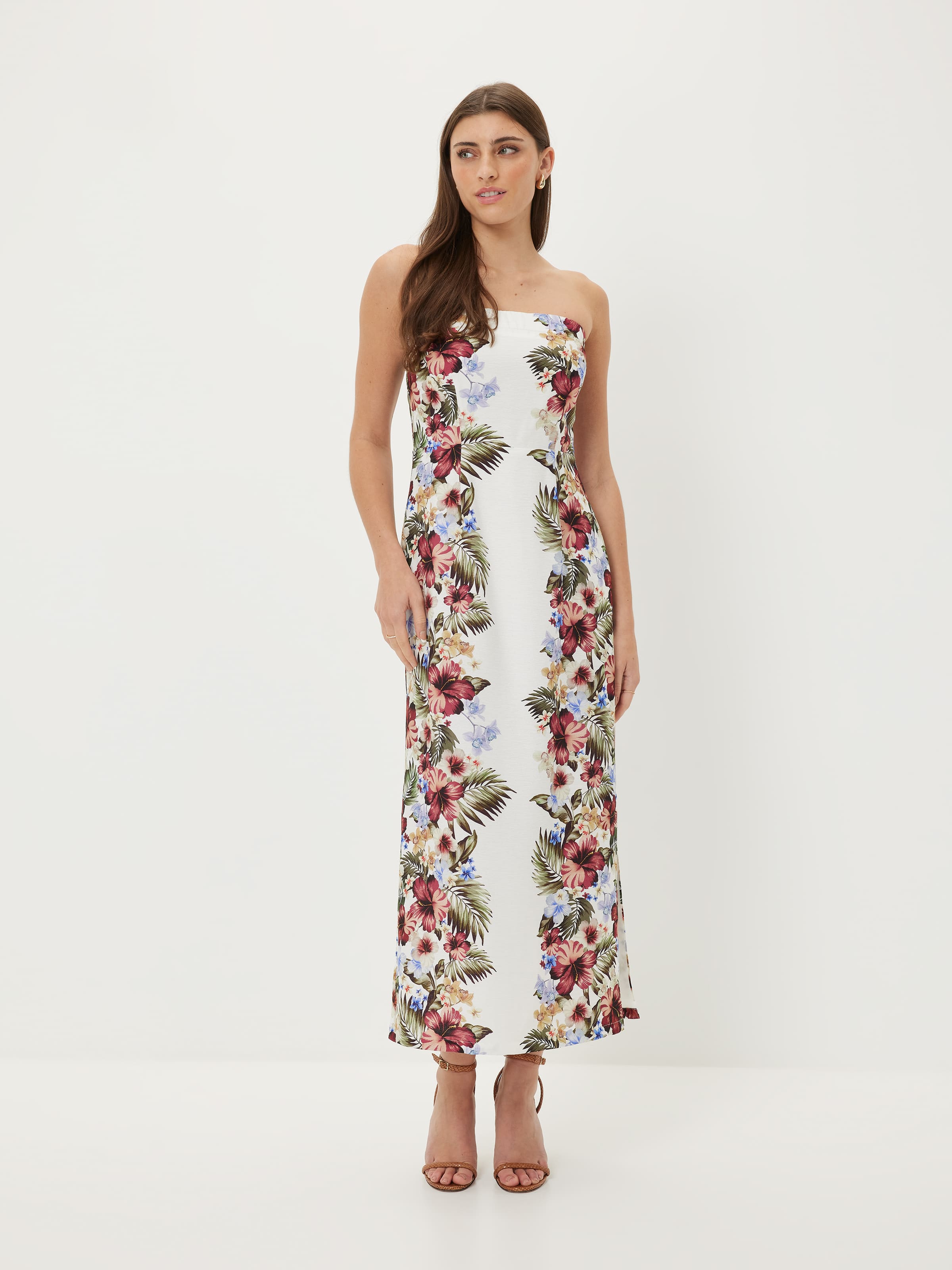 Gerri Strapless Midi Dress Cabana - Portmans Online